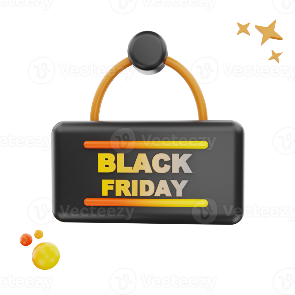 3d Rendering Black Friday Icon Object 35040961 Png
