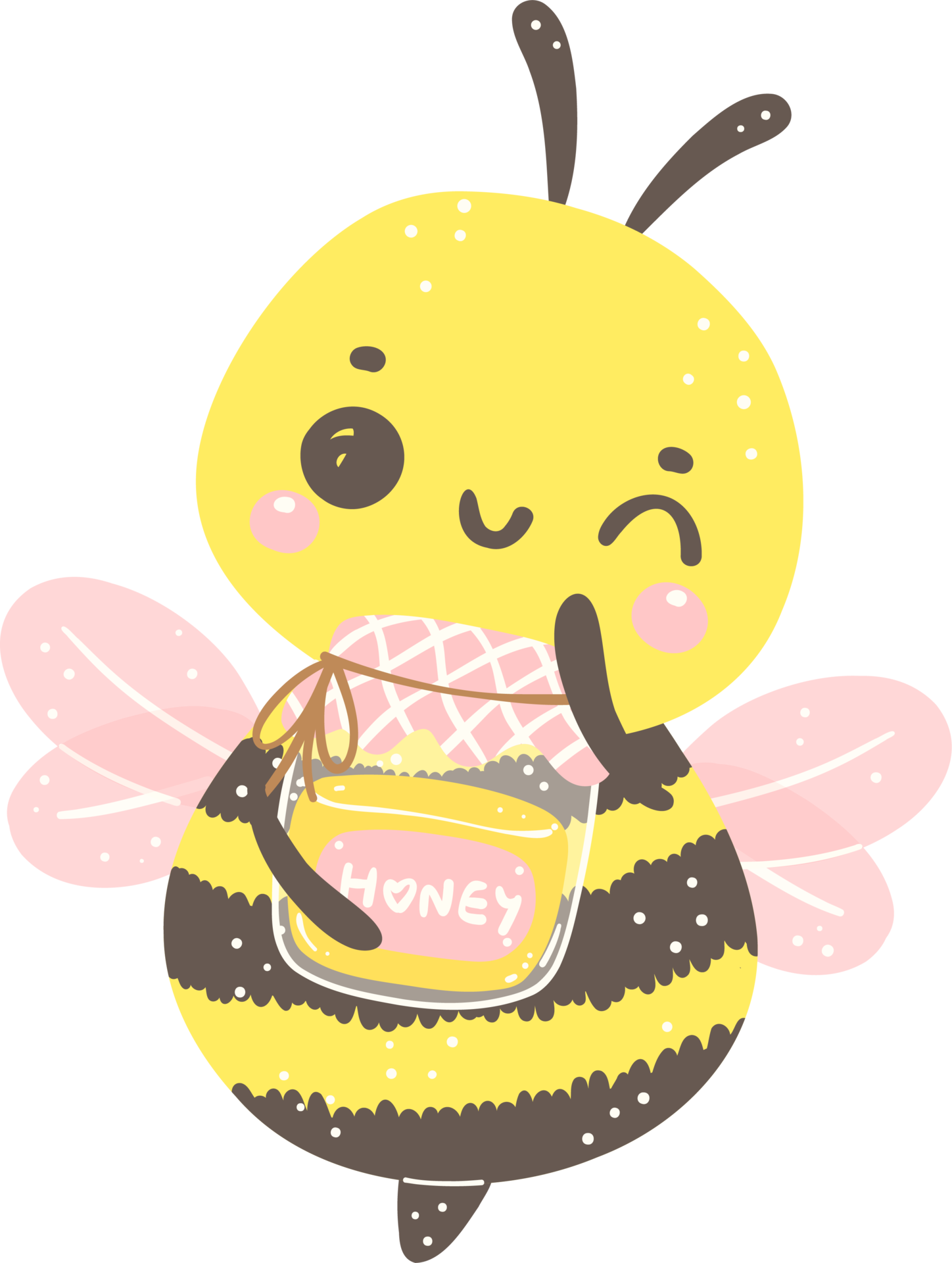 Cute Honey Bee with flower cartoon illustration, kawaii baby insect ...
