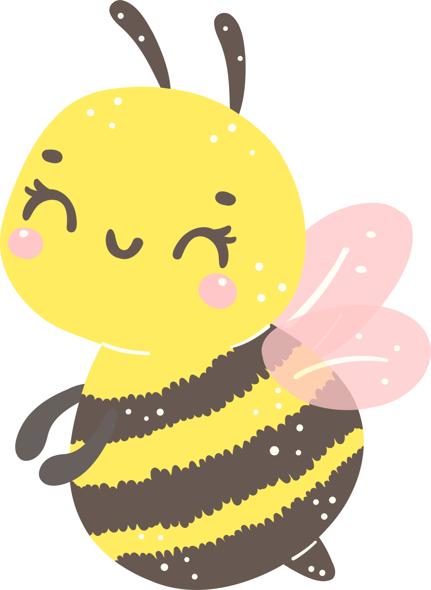 Cute bee cartoon illustration, kawaii insect. 35041656 PNG