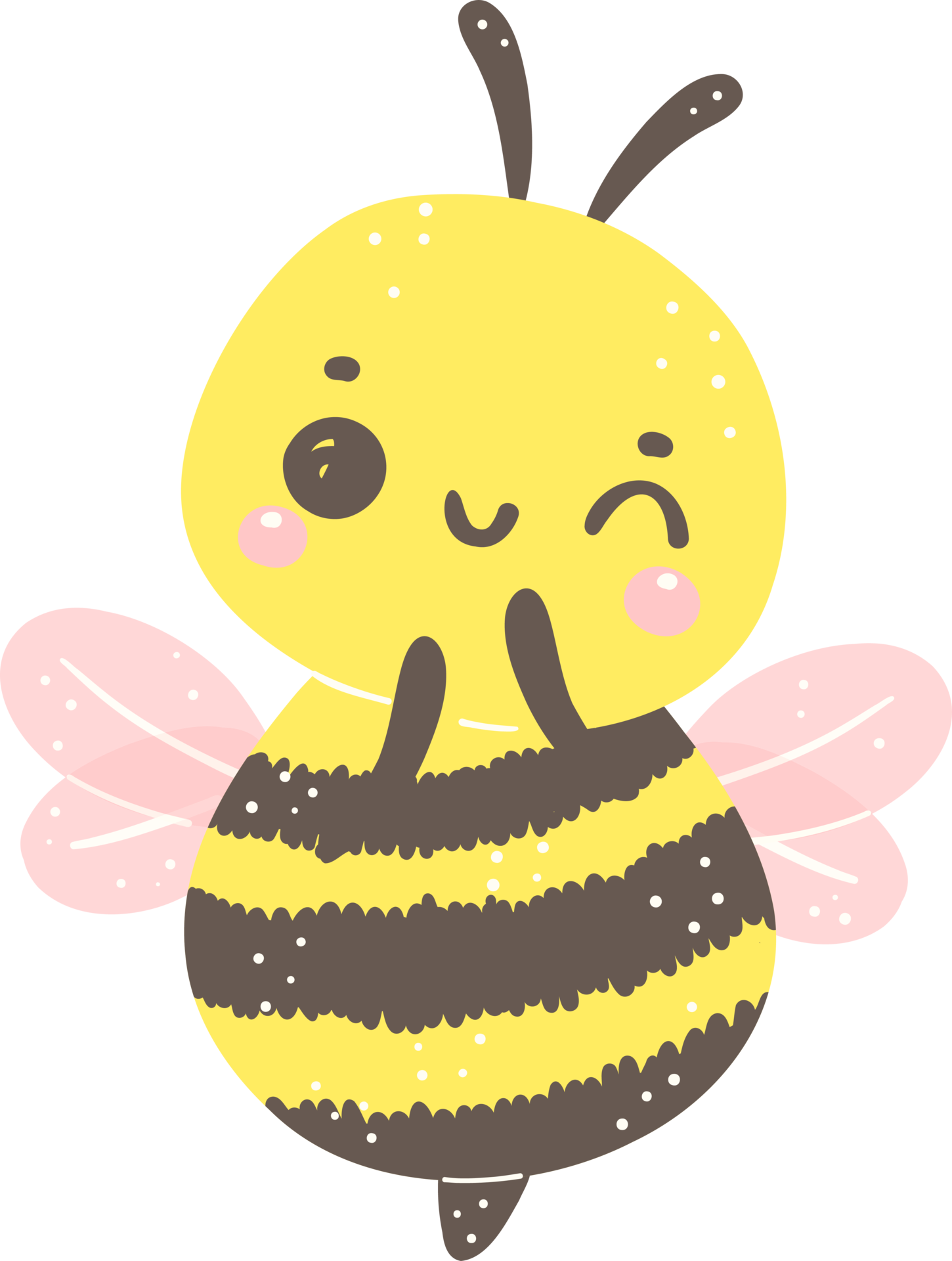 Cute fluffy bee cartoon illustration, kawaii insect. 35041678 PNG