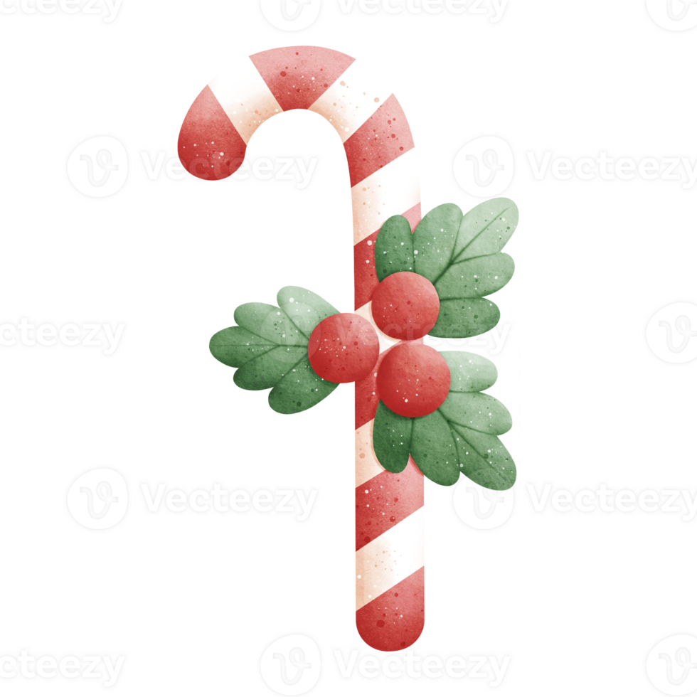 Watercolor Christmas Candy Cane Illustration 35047700 PNG