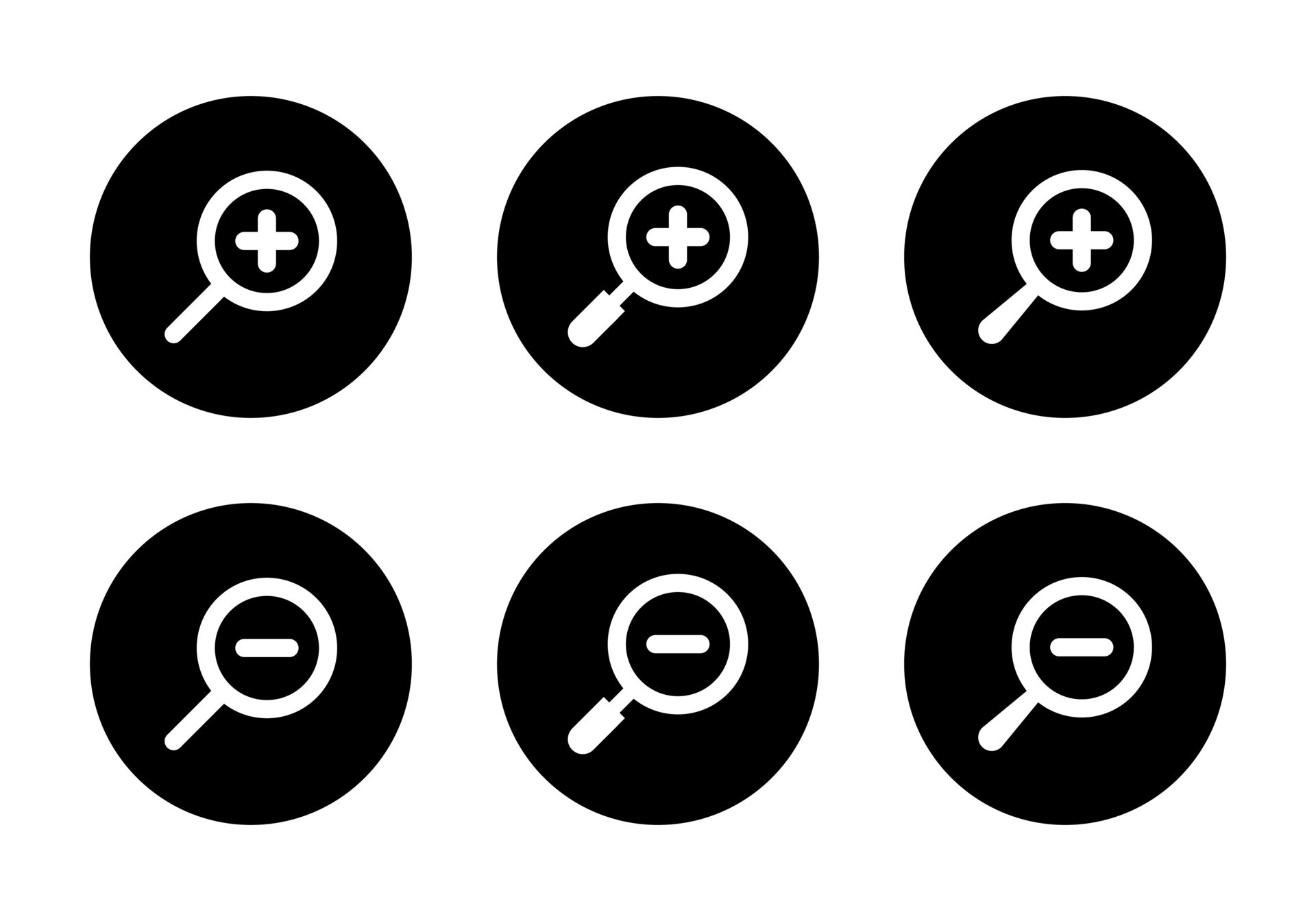 Zoom in out button icon vector in black circle 35048568 Vector Art at Vecteezy