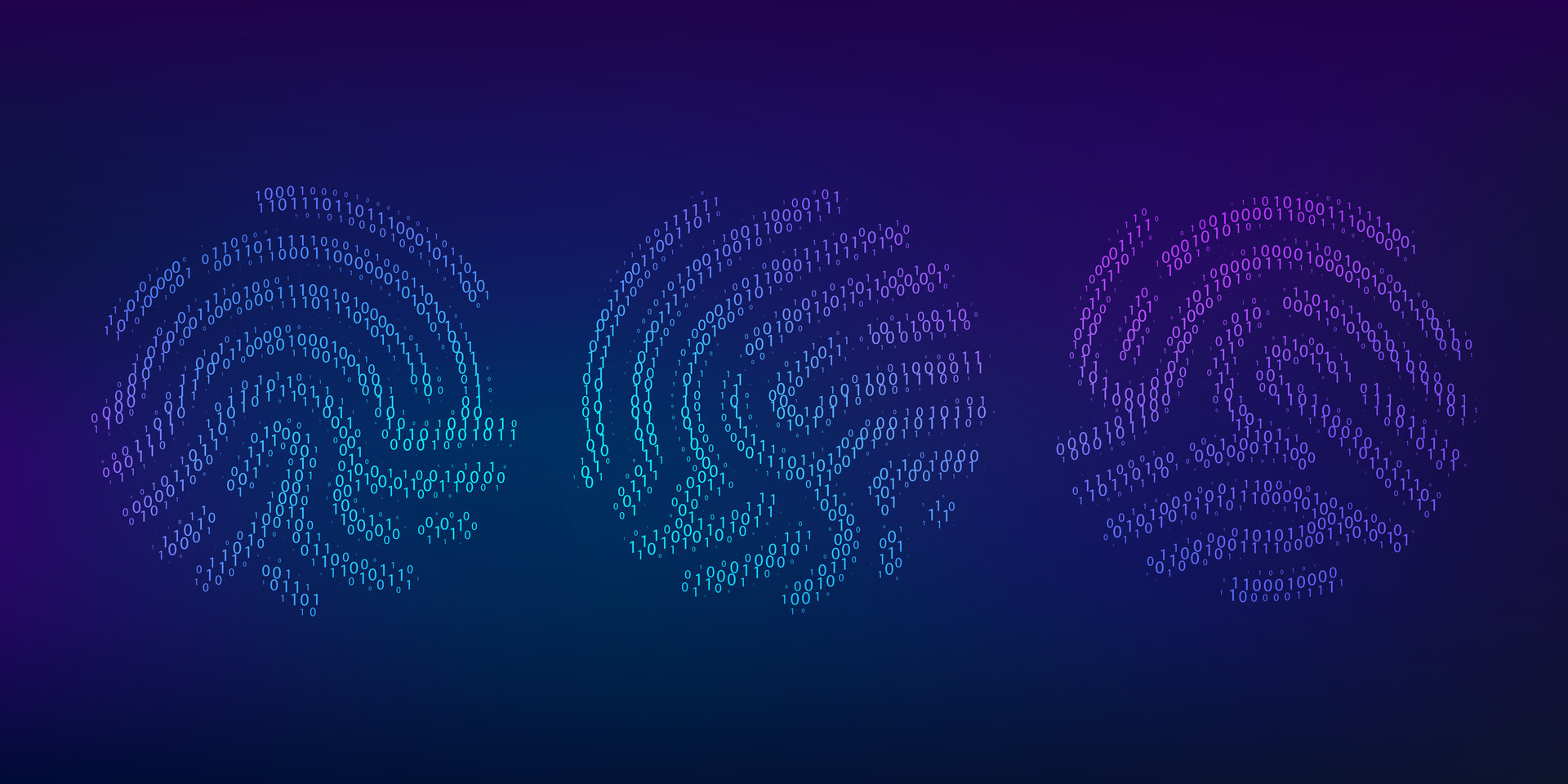 Set of binary code fingerprint. Biometric id. Digital key for software ...