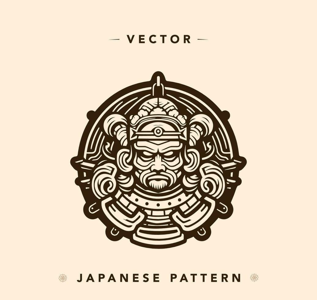 Japanese Oni And Samurai Vector Illustration 35058397 Vector Art At Vecteezy