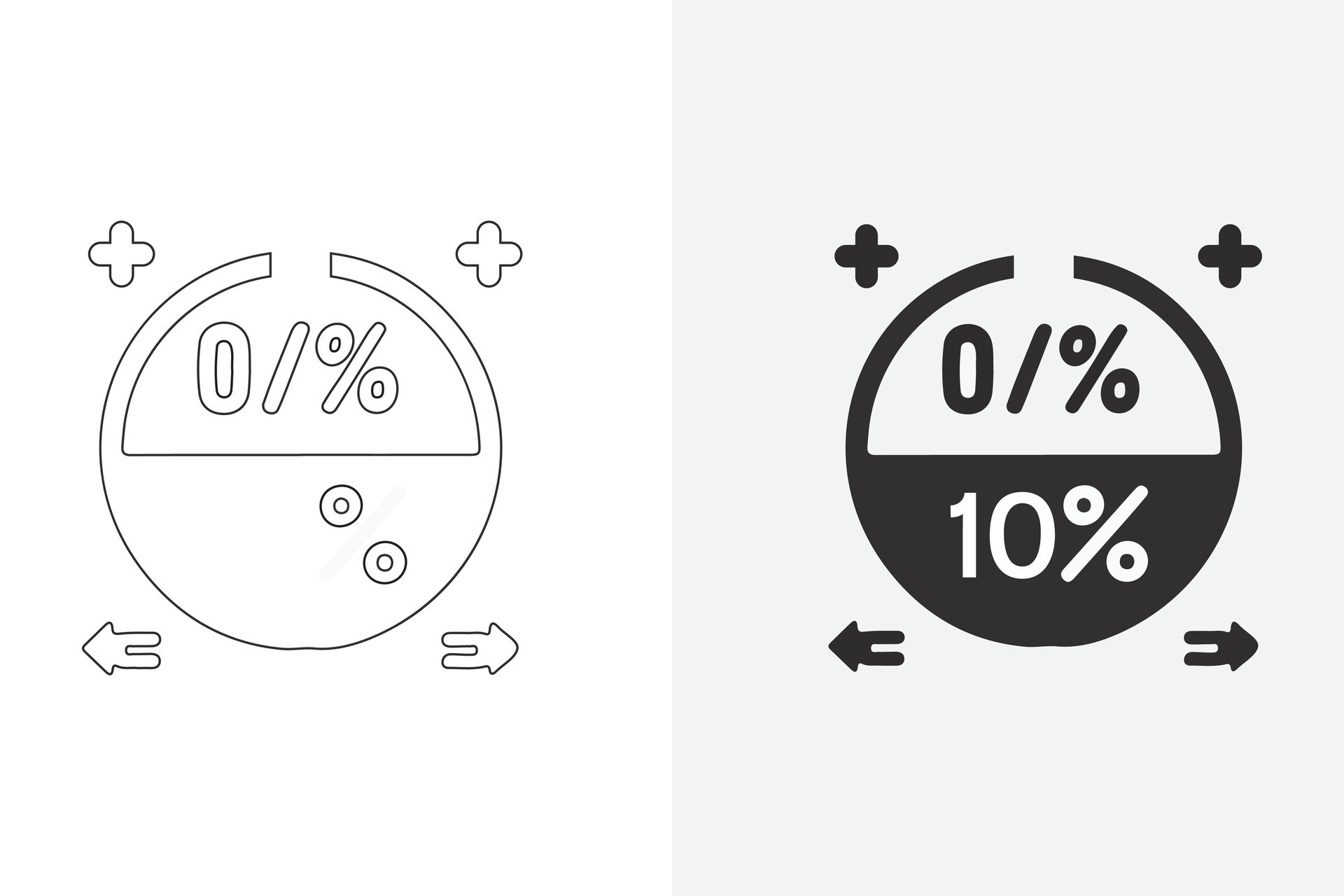 Icons Representing Percentage Growth And Decline Are Placed Stock icons-representing-percentage-growth-and-decline-are-placed-stock