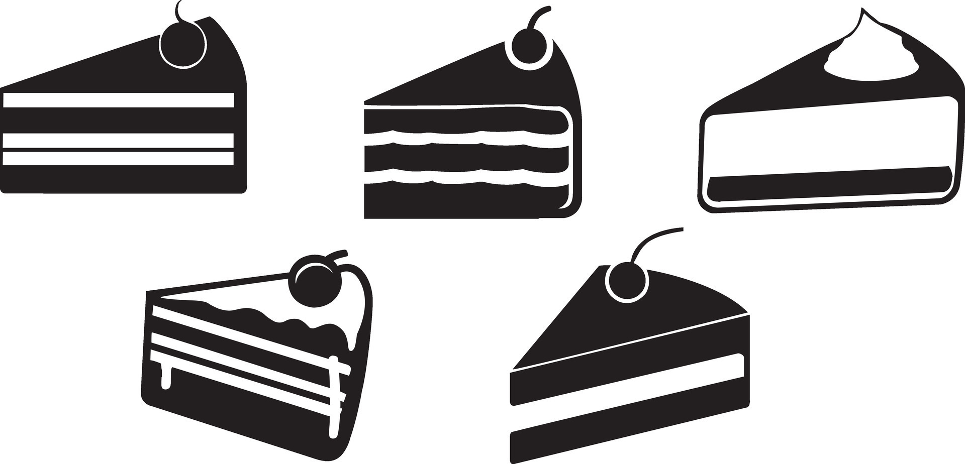 Set Of Black And White Cake Slices Cake Slice Icons Cake Slice