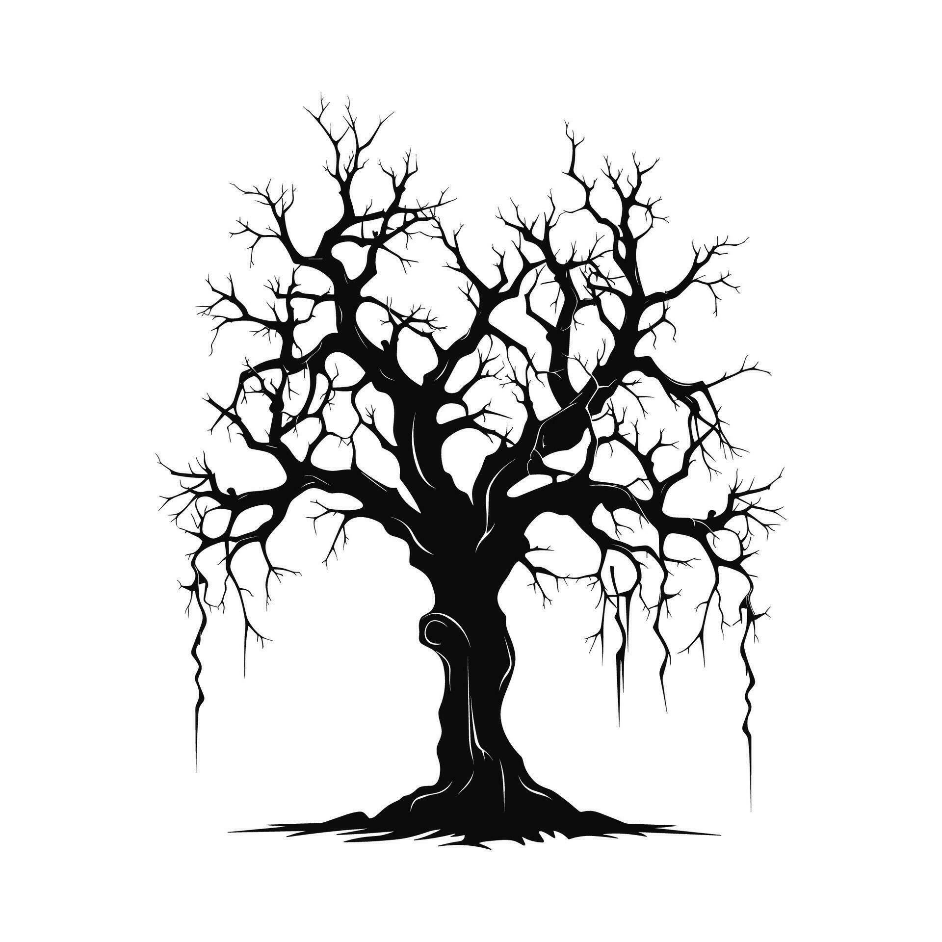 Scary Dead Tree Silhouette Vector Free 35063068 Vector Art At Vecteezy