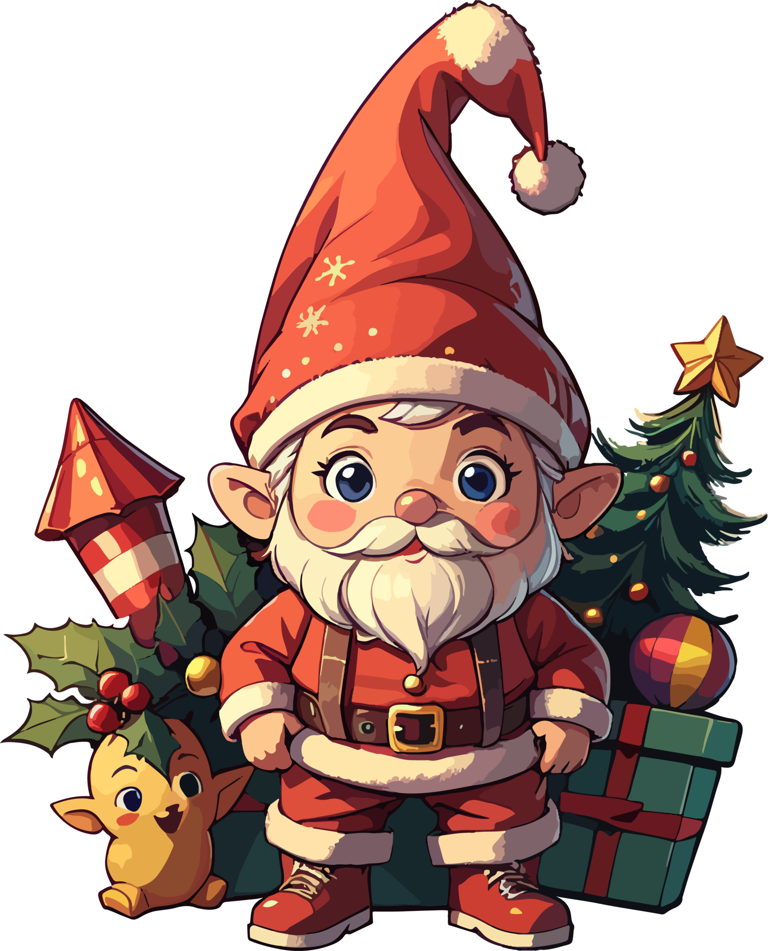 AI generated Christmas Gnome Illustration Clip Art 35064724 PNG