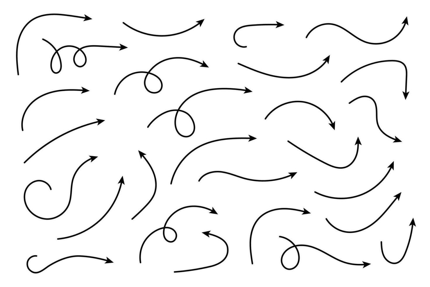 Set of vector curved arrows hand drawn. Sketch doodle style. Collection of pointers. 35065381 ...