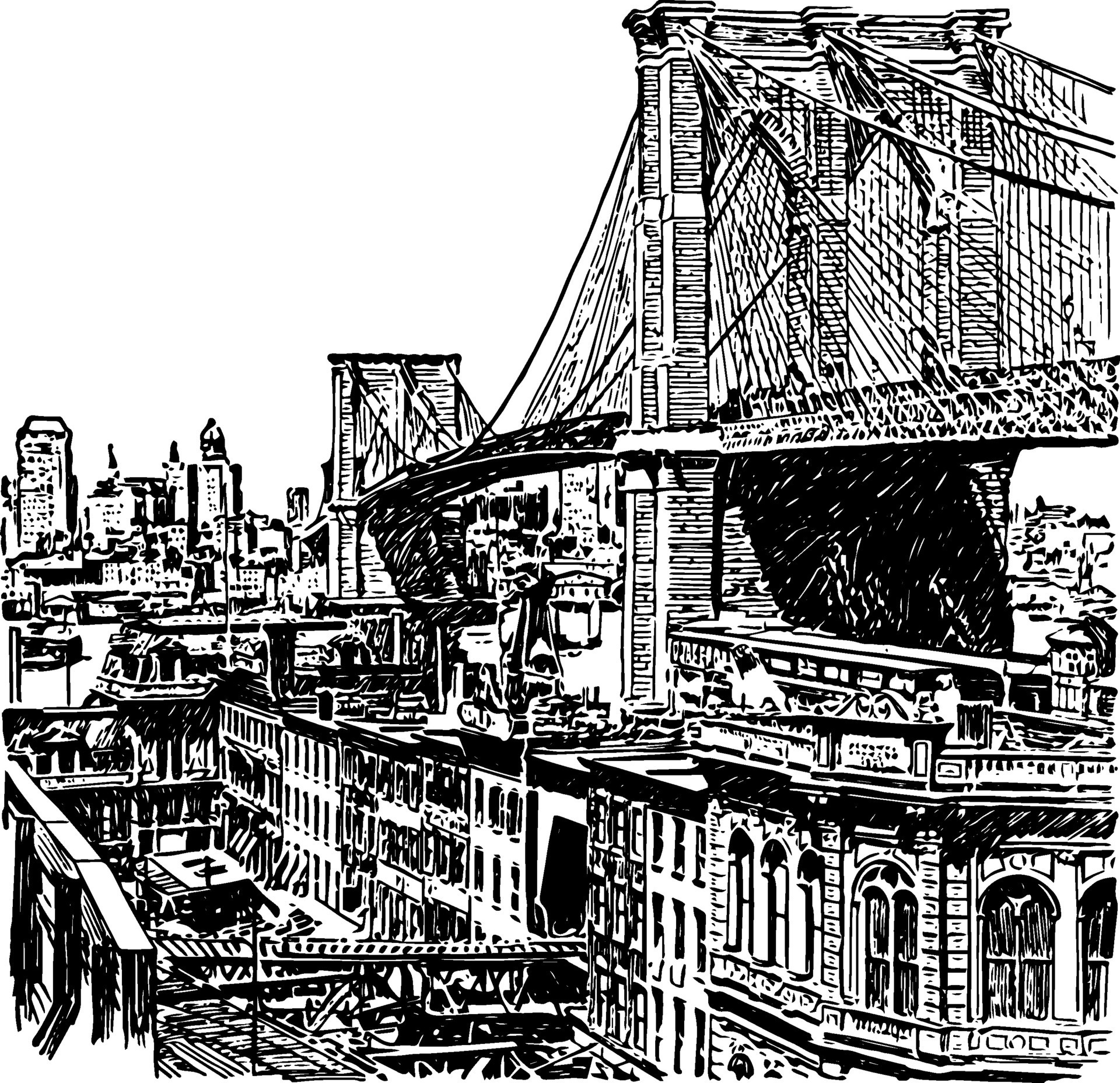 Brooklyn Bridge vintage illustration 35073175 Vector Art at Vecteezy