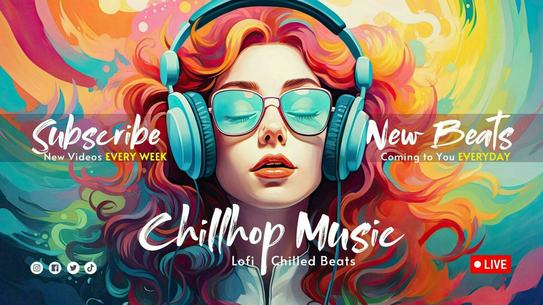 Chillhop Music Channel for Youtube Banner 35080733 Plantilla