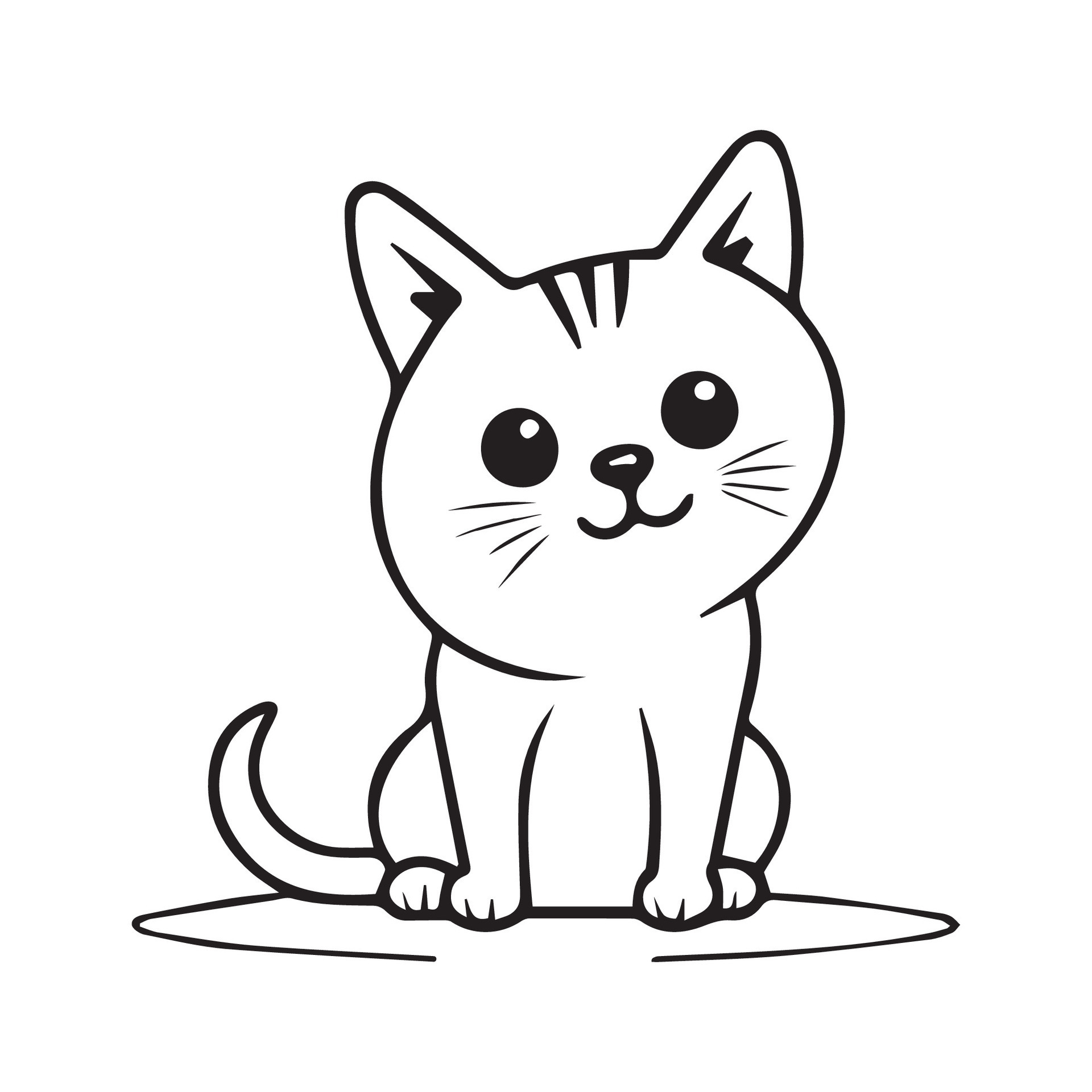 Cute white cat smiling, vector illustration 35081571 Vector Art at Vecteezy
