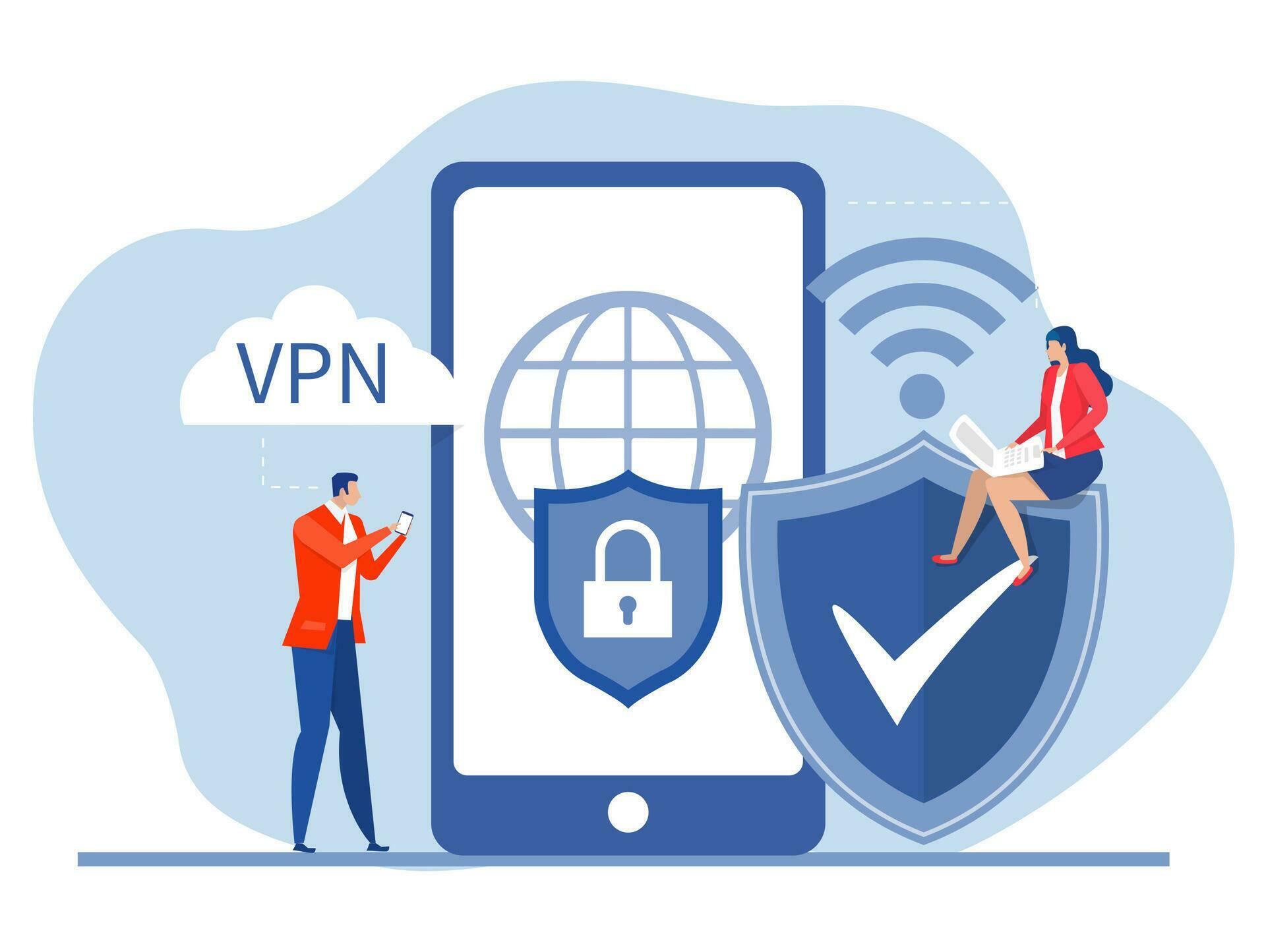 VPN technology Service Concept,Businessman Use browser unblock on website on mobile Virtual ...