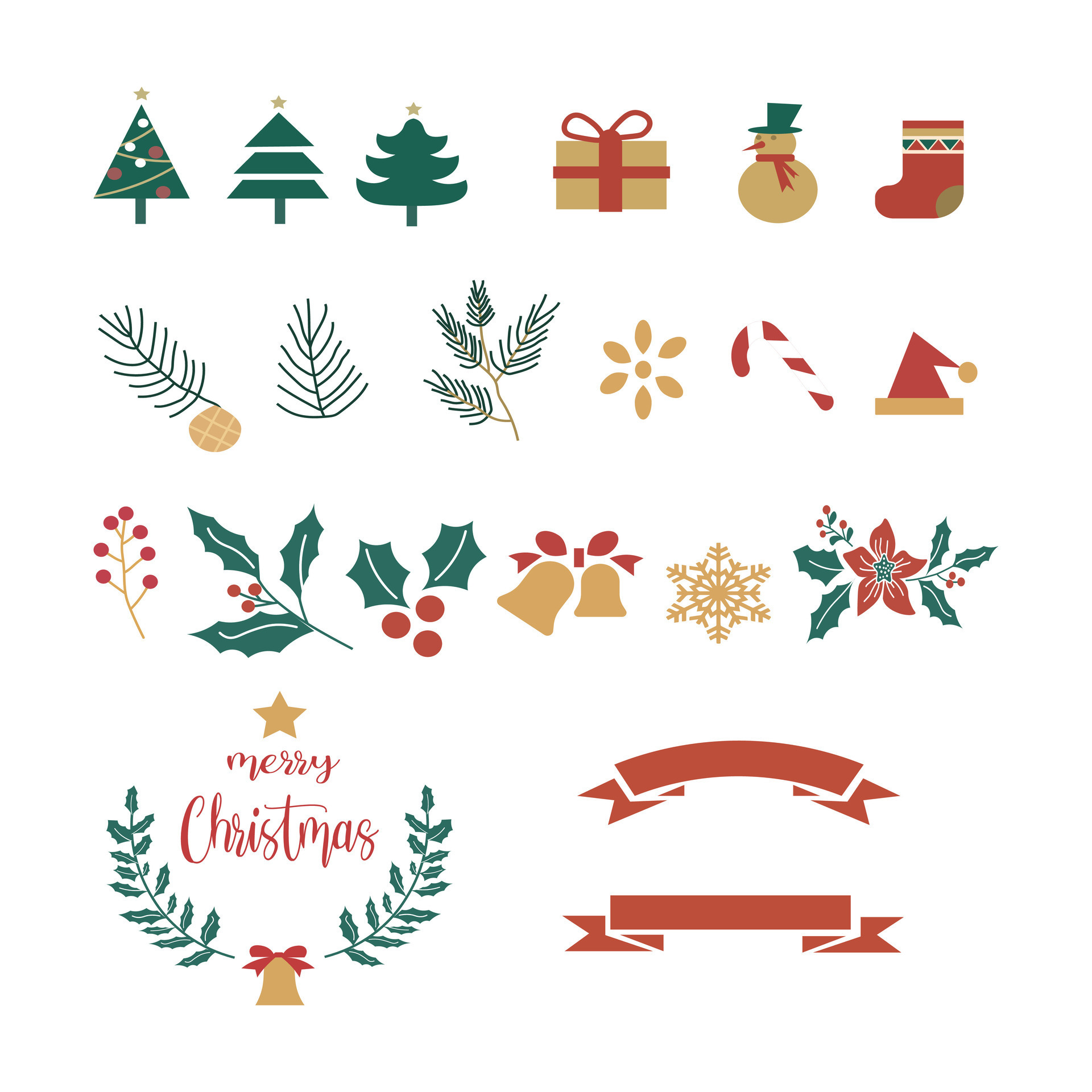 Christmas elements vector set 35083748 Vector Art at Vecteezy