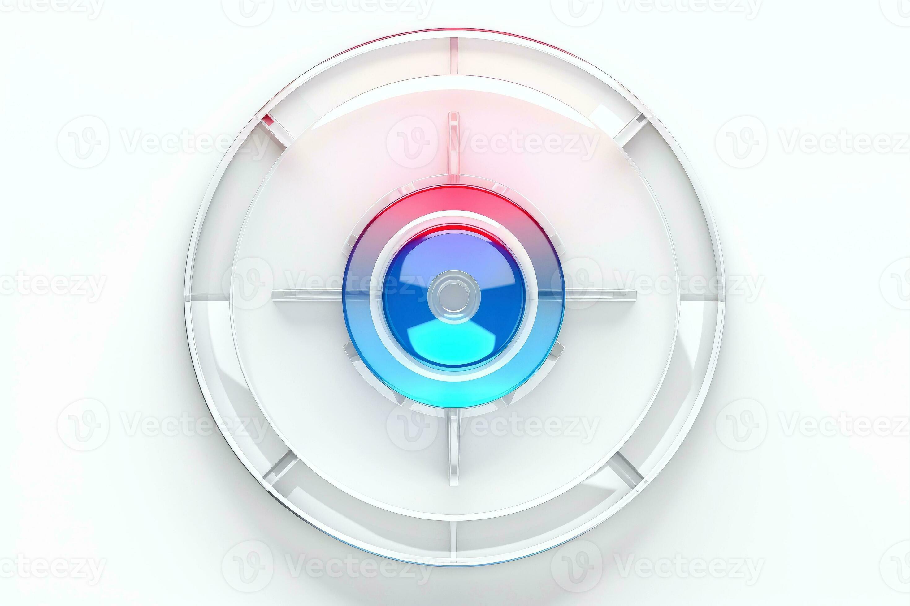 AI generated Abstract high tech multicolor button on white background ...