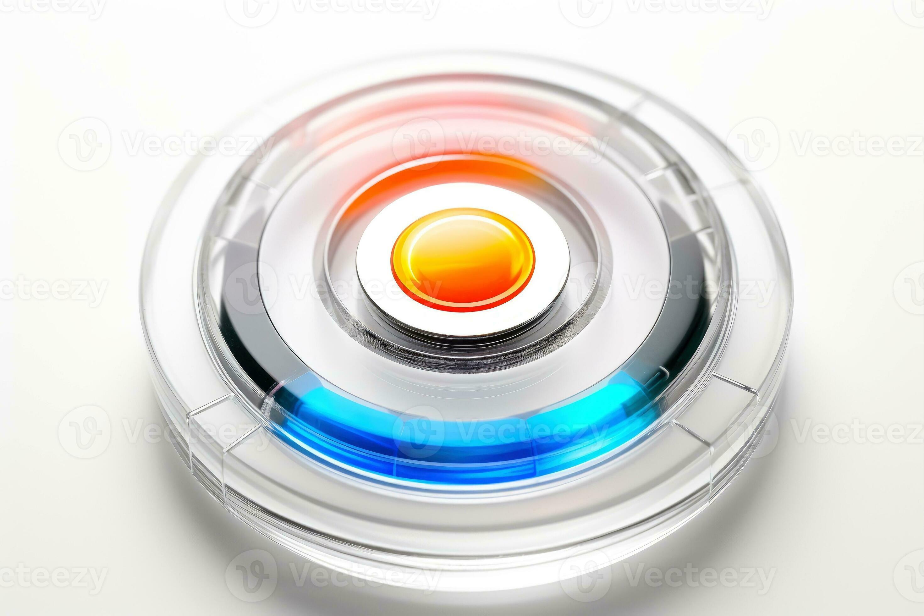 AI generated Abstract high tech multicolor button on white background ...