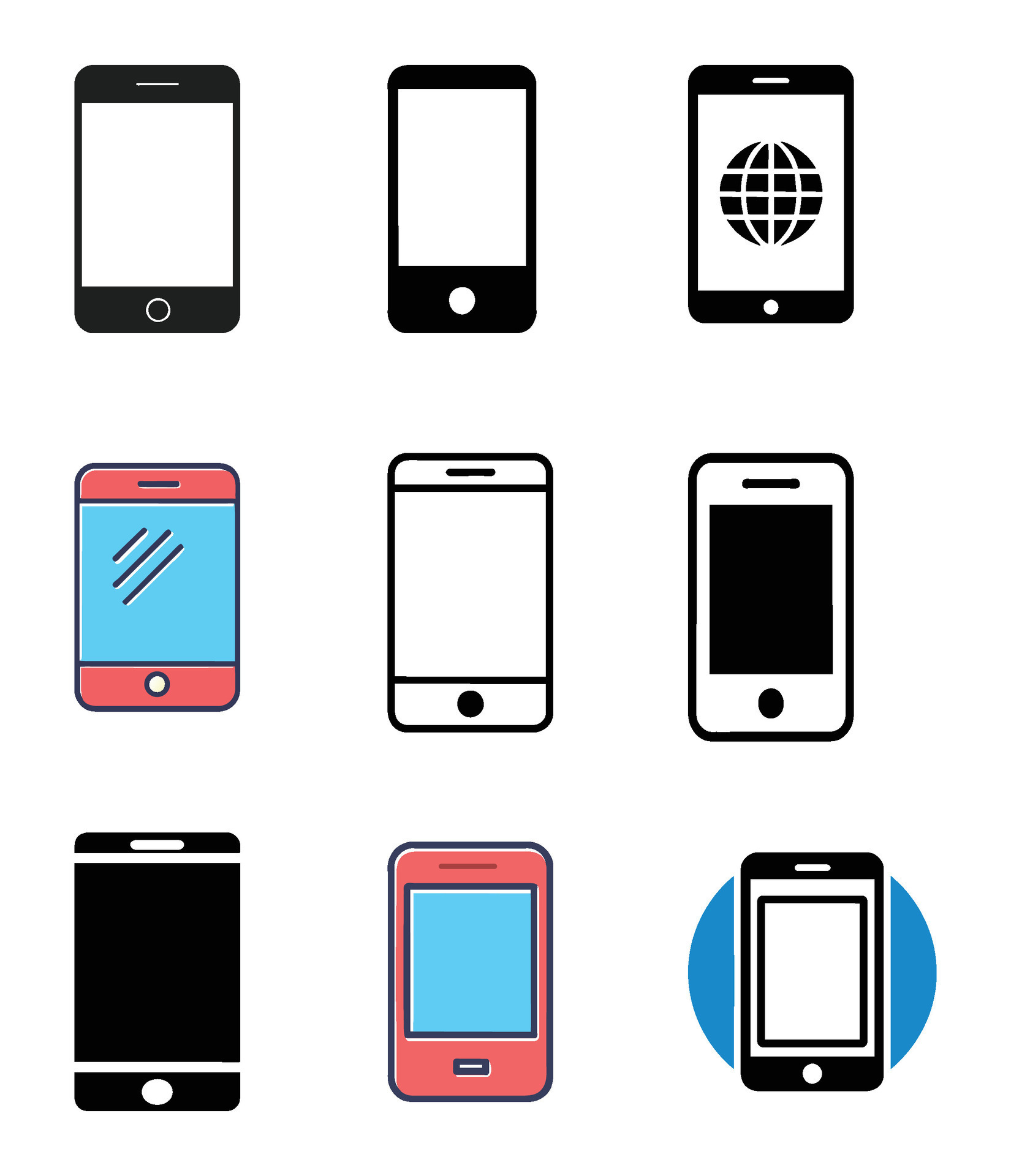Colorful mobile phone icons 35087003 Vector Art at Vecteezy