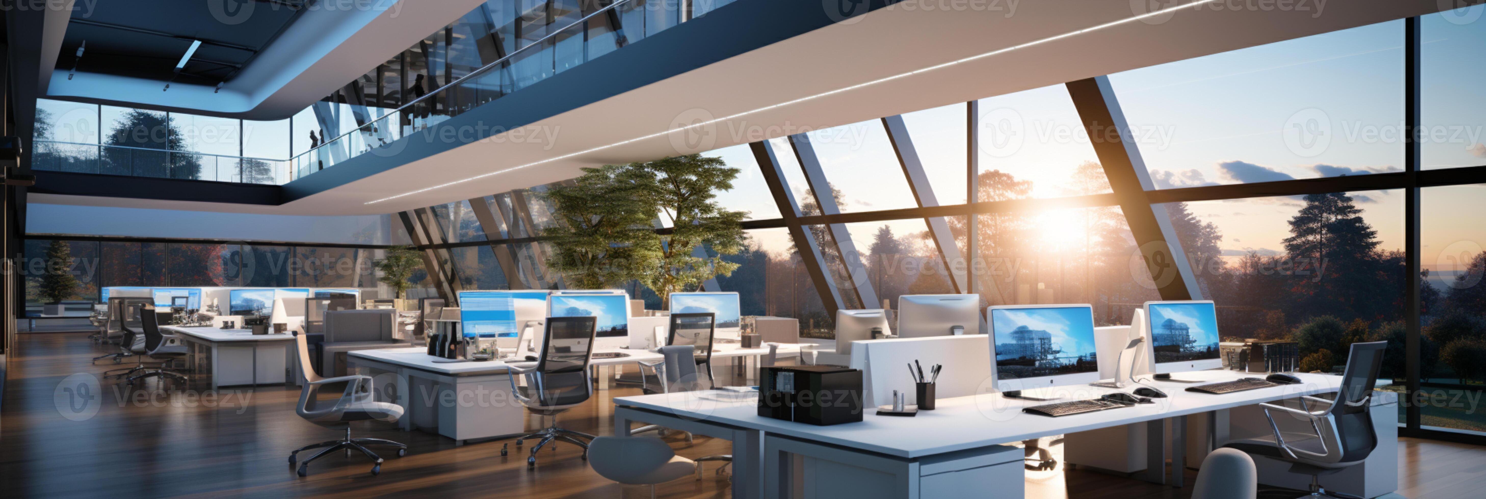 AI generated Interior design Modern Creative office foyer, Corporate ...