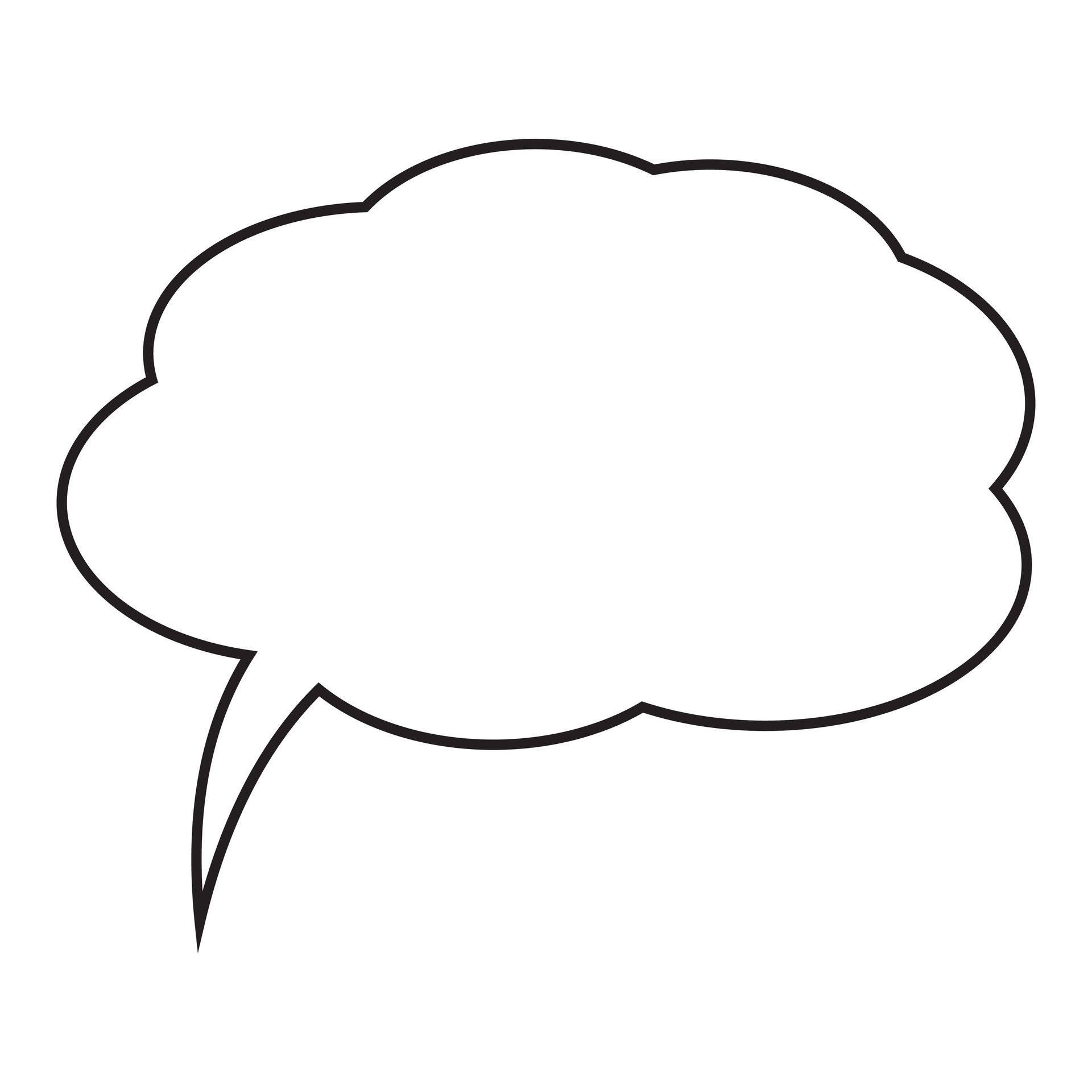Speech or think bubble, empty line communication cloud. Vector design ...