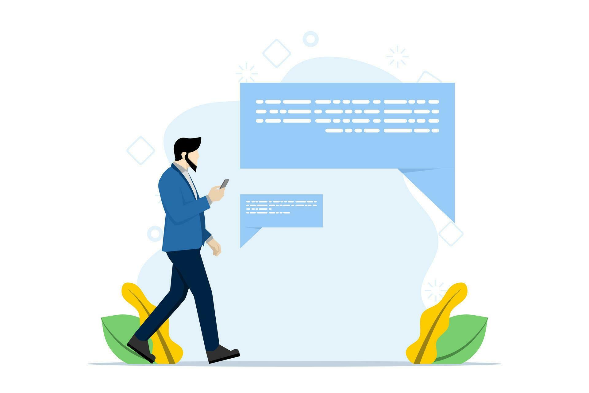 Mobile app concept for secure instant messaging, online chat, character ...