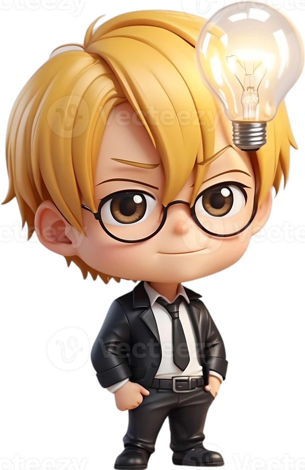 Ai Generated Anime Character With Blonde Hair And Lightbulb 35098296 Png