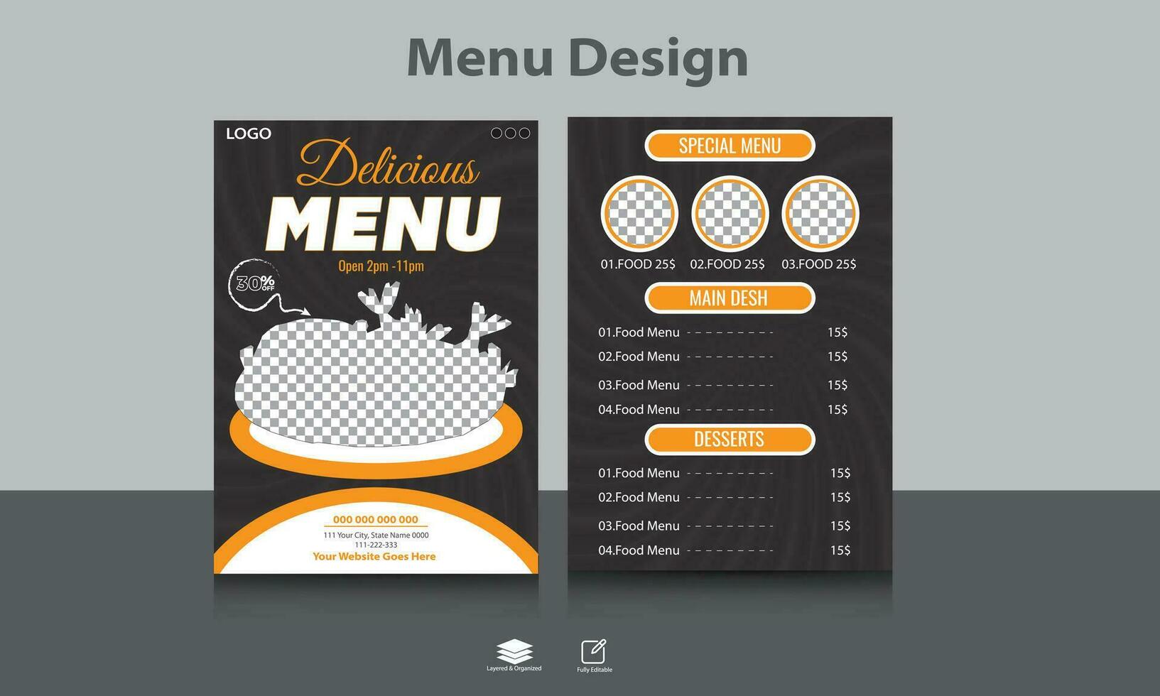 Restaurant food menu card design 35100396 Vector Art at Vecteezy
