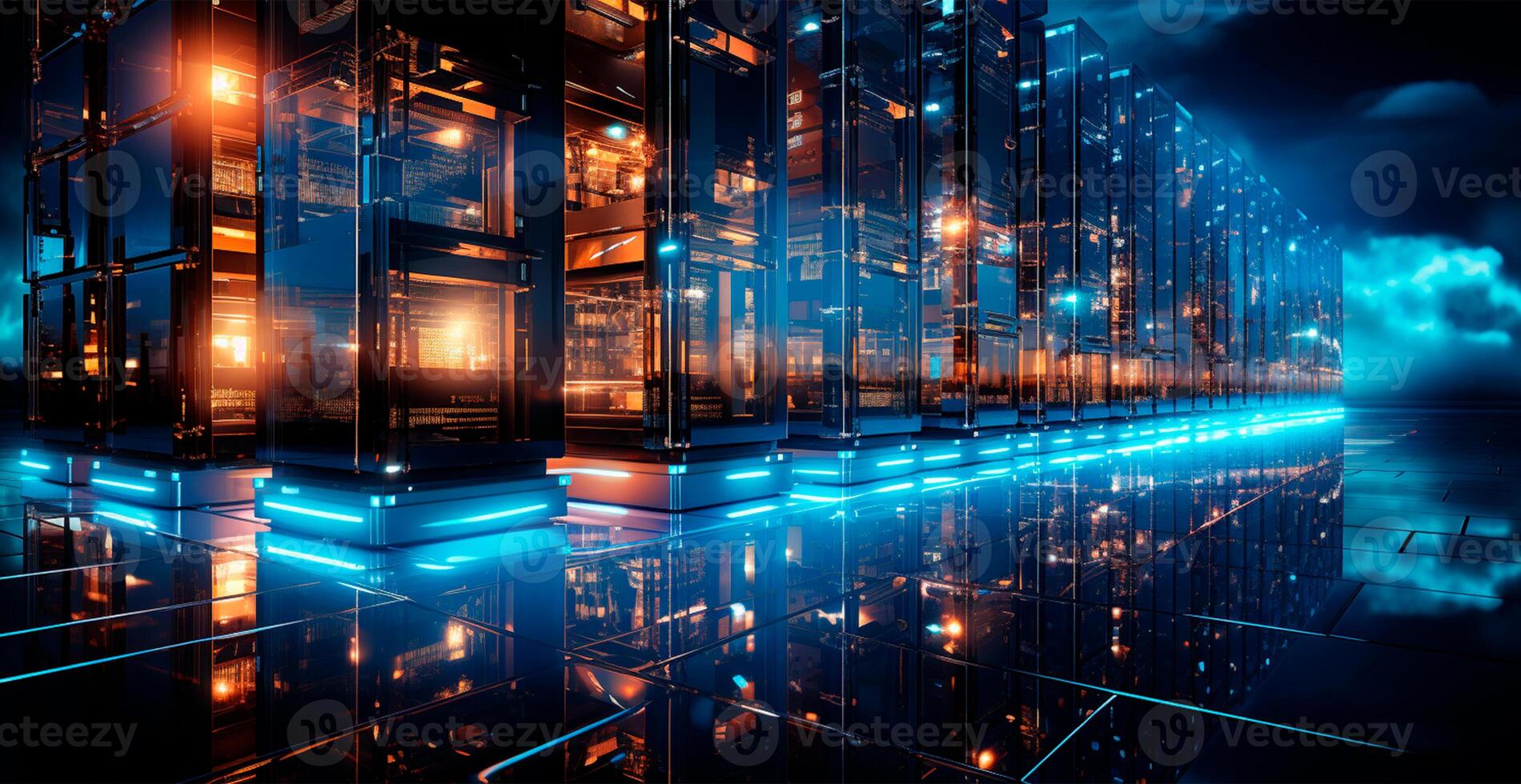 AI generated Network of connections in servers, data storage systems in ...