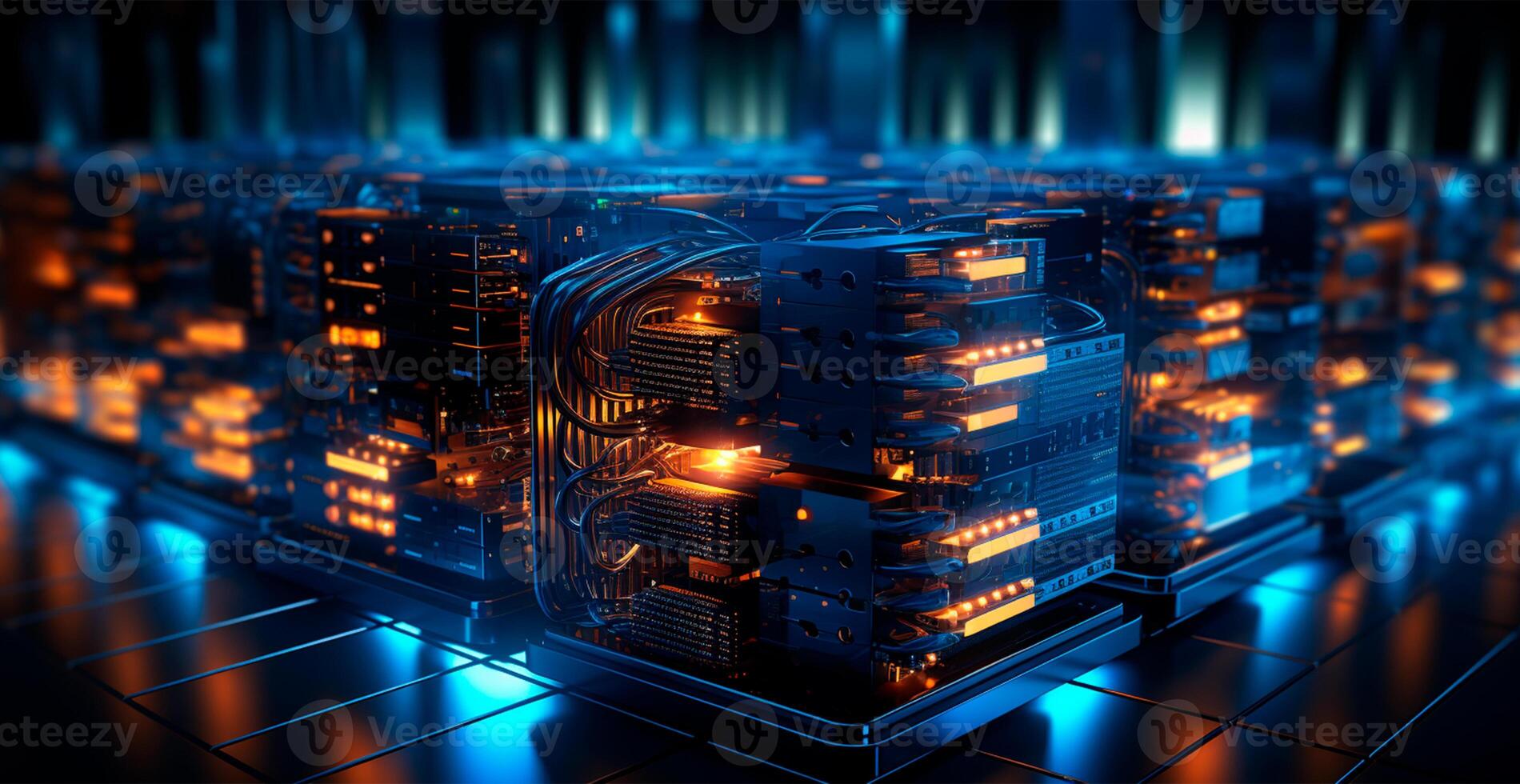 AI generated Network of connections in servers, data storage systems in ...