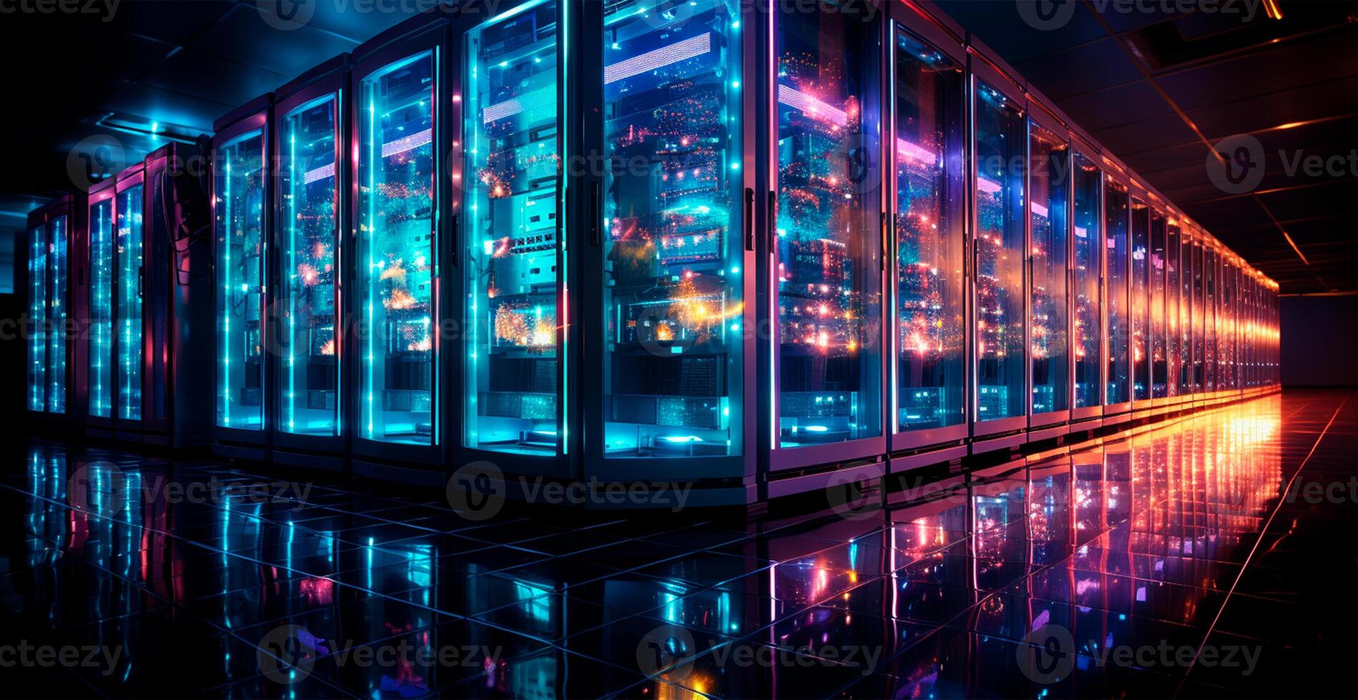 AI generated Network of connections in servers, data storage systems in ...