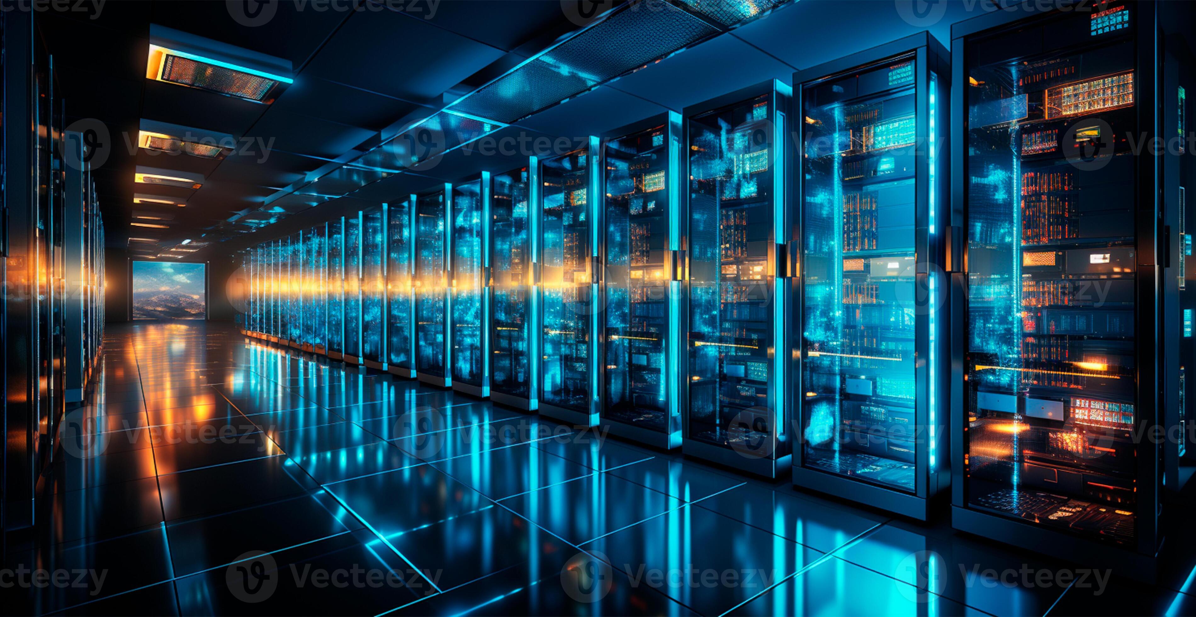 AI generated Network of connections in servers, data storage systems in ...