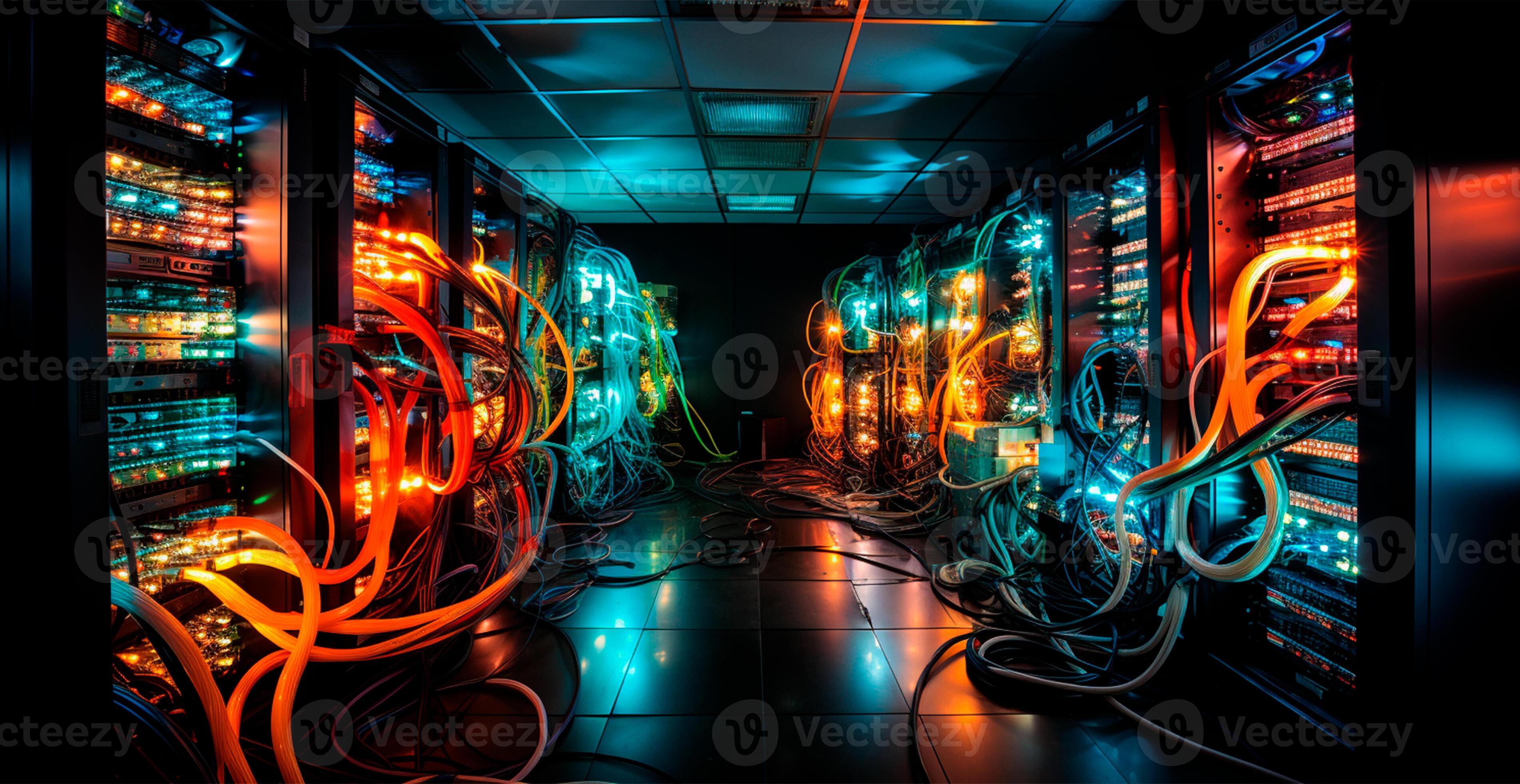 AI generated Network of connections in servers, data storage systems in ...