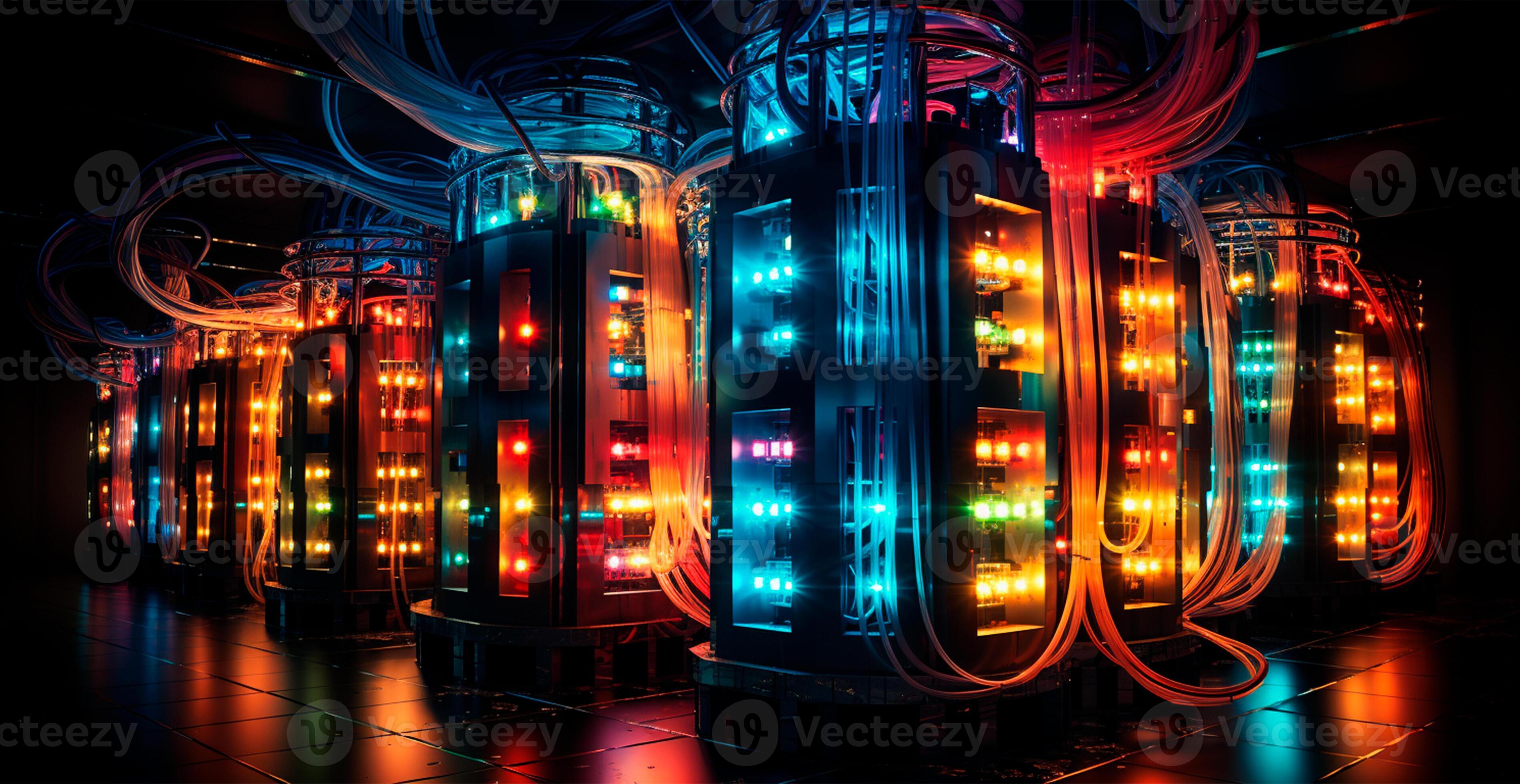 AI generated Network of connections in servers, data storage systems in ...