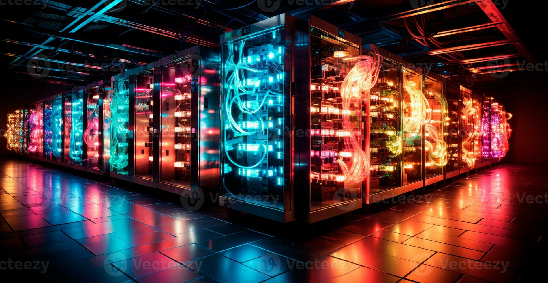 AI generated Network of connections in servers, data storage systems in ...