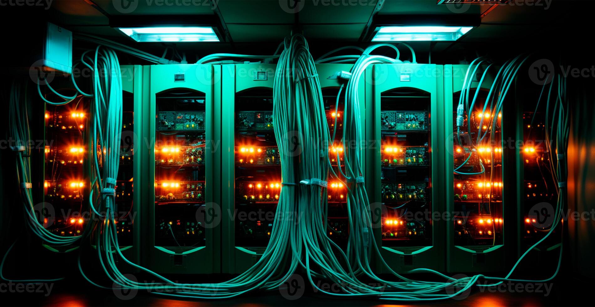 AI generated Network of connections in servers, data storage systems in ...