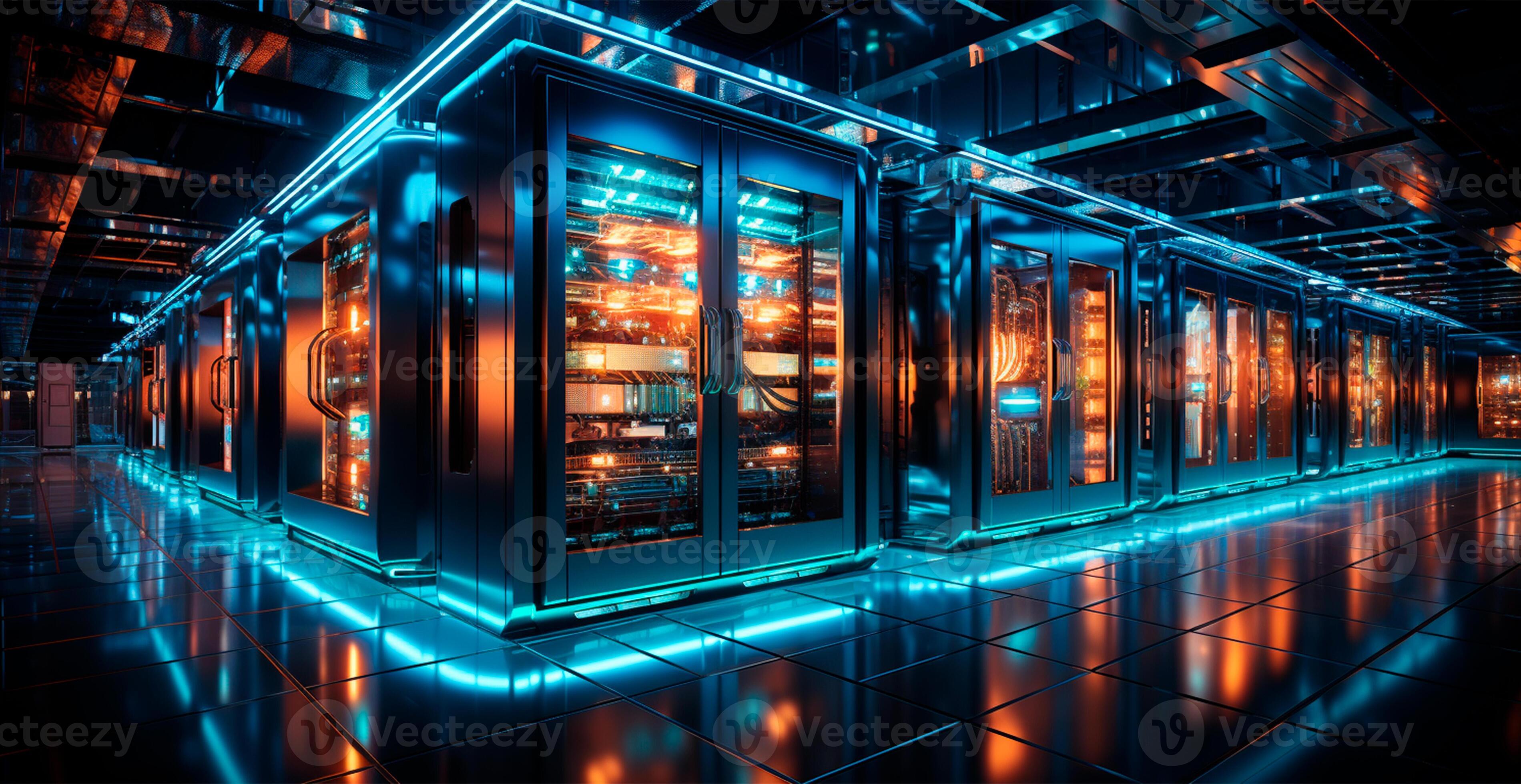 AI generated Network of connections in servers, data storage systems in ...