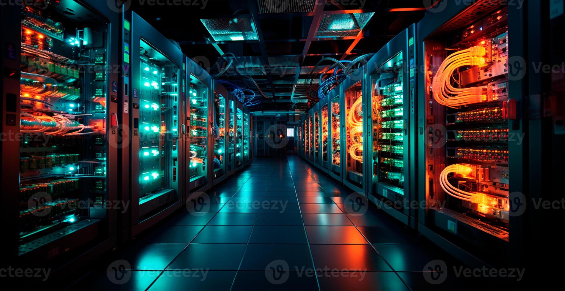 AI generated Network of connections in servers, data storage systems in ...