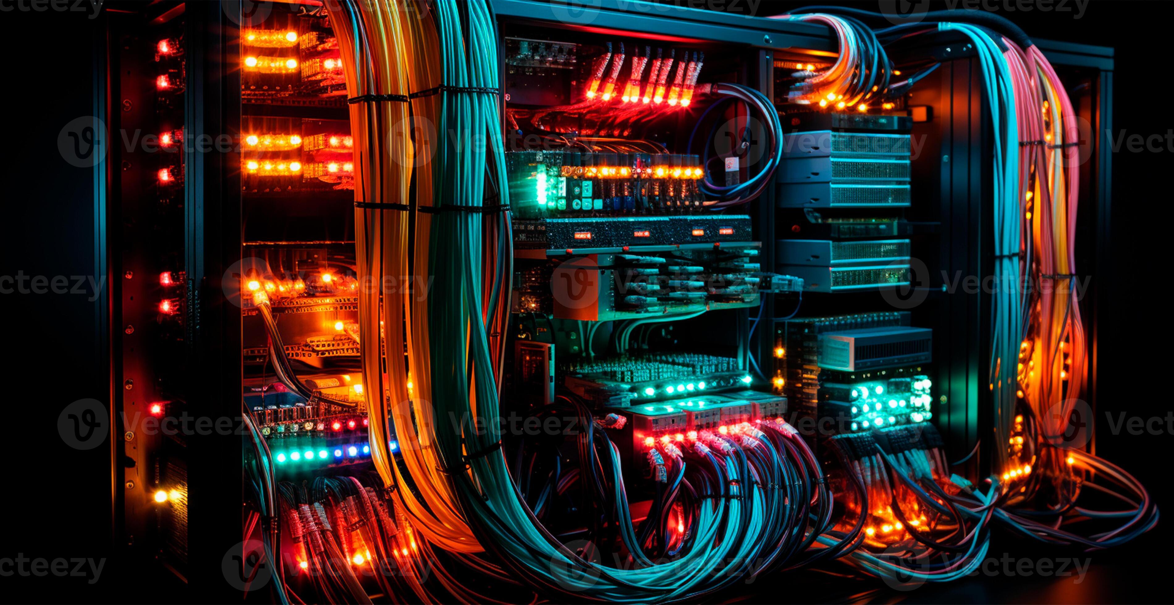 AI generated Network of connections in servers, data storage systems in ...