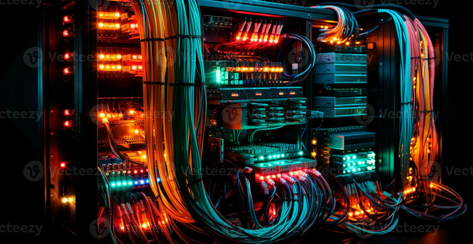 AI generated Network of connections in servers, data storage systems in ...