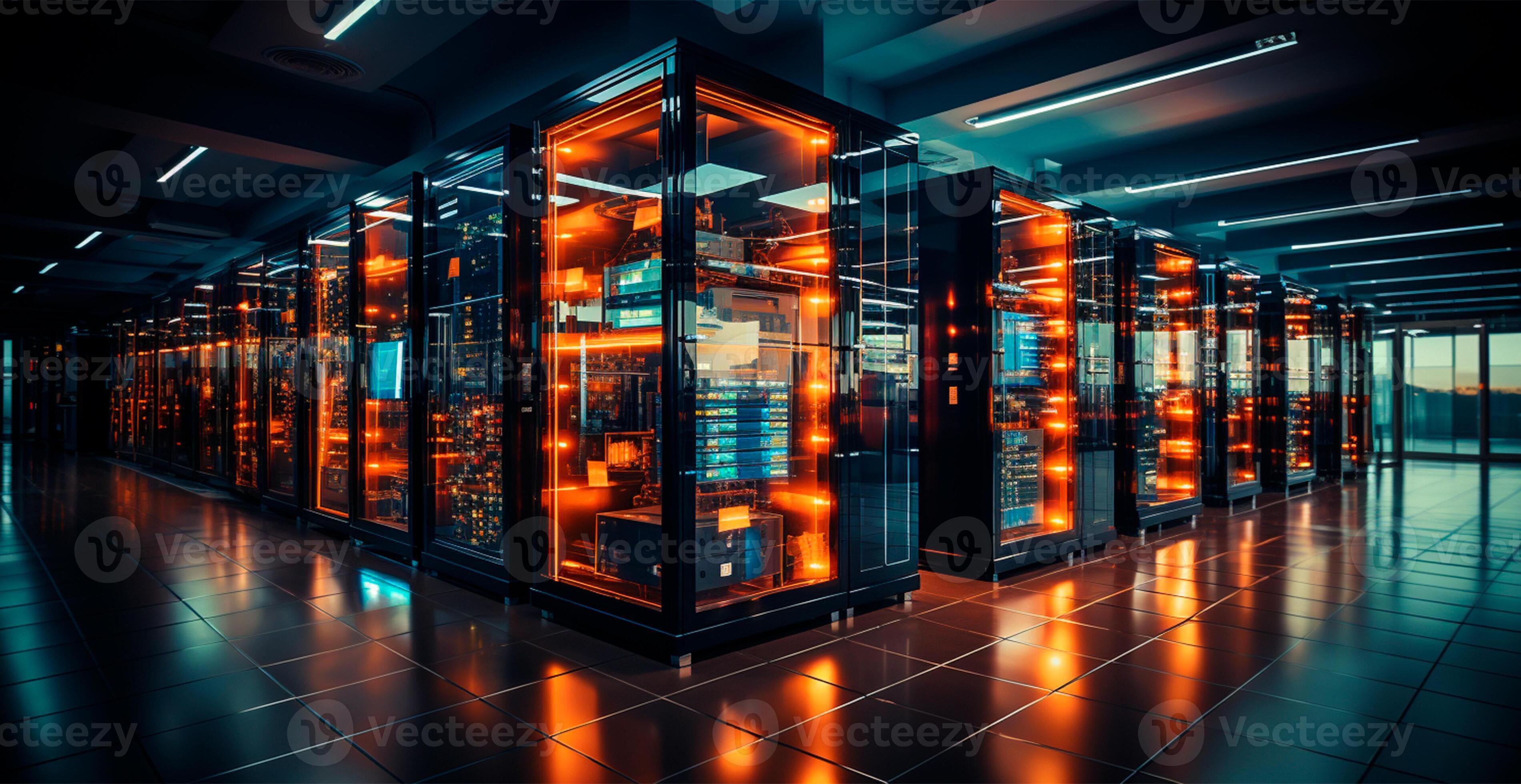 AI generated Network of connections in servers, data storage systems in ...