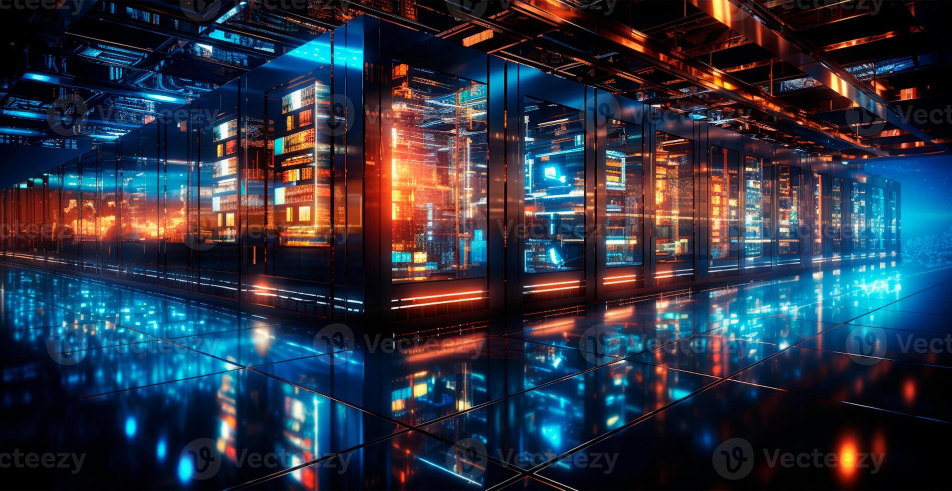 AI generated Network of connections in servers, data storage systems in ...