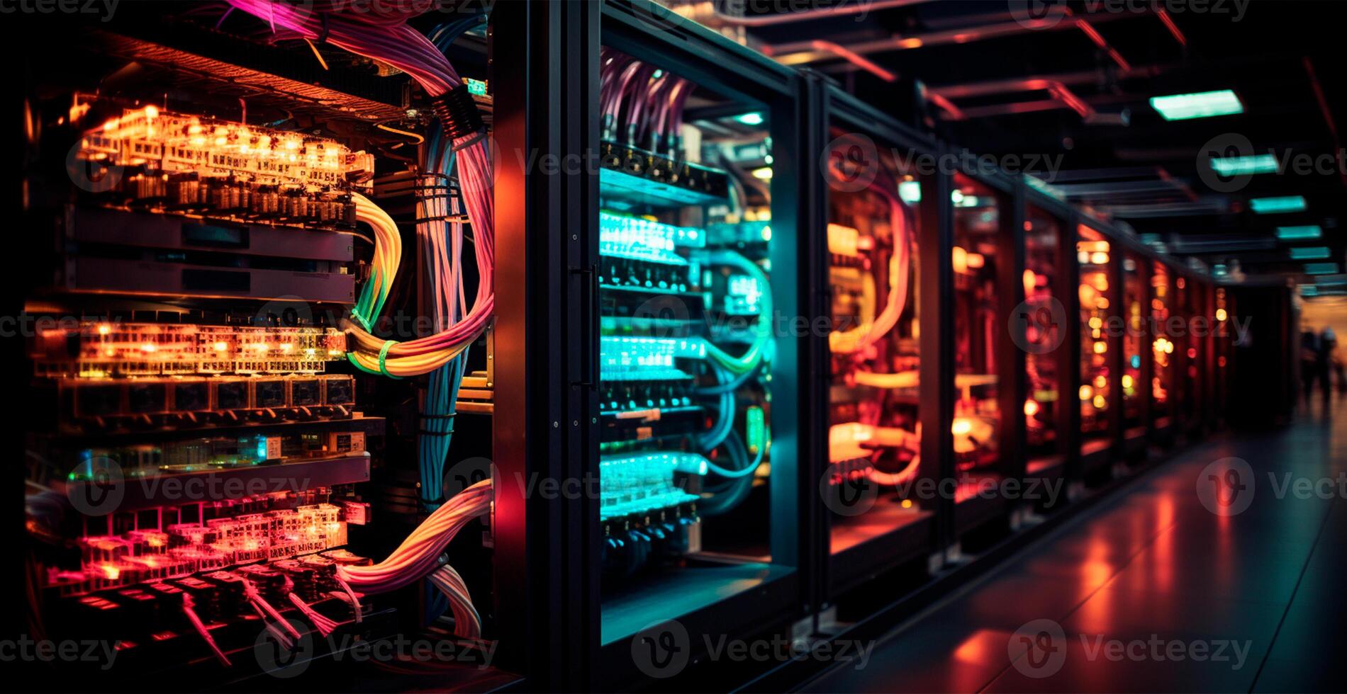 AI generated Network of connections in servers, data storage systems in ...