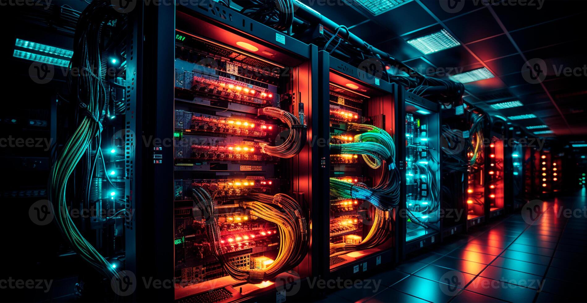 AI generated Network of connections in servers, data storage systems in ...