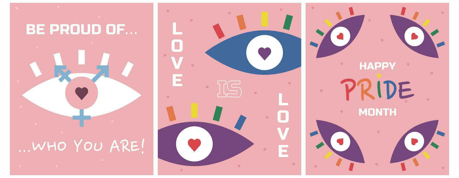 Vector set of posters for Pride Month. Colorful social media post ...
