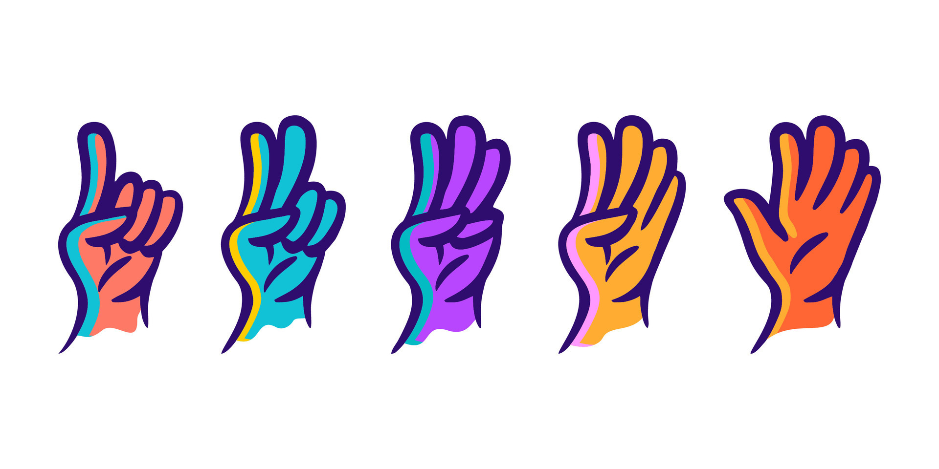 fingers count cartoon vector. hands showing numbers, hand gesture count 1 2 3 4 and 5 vector ...