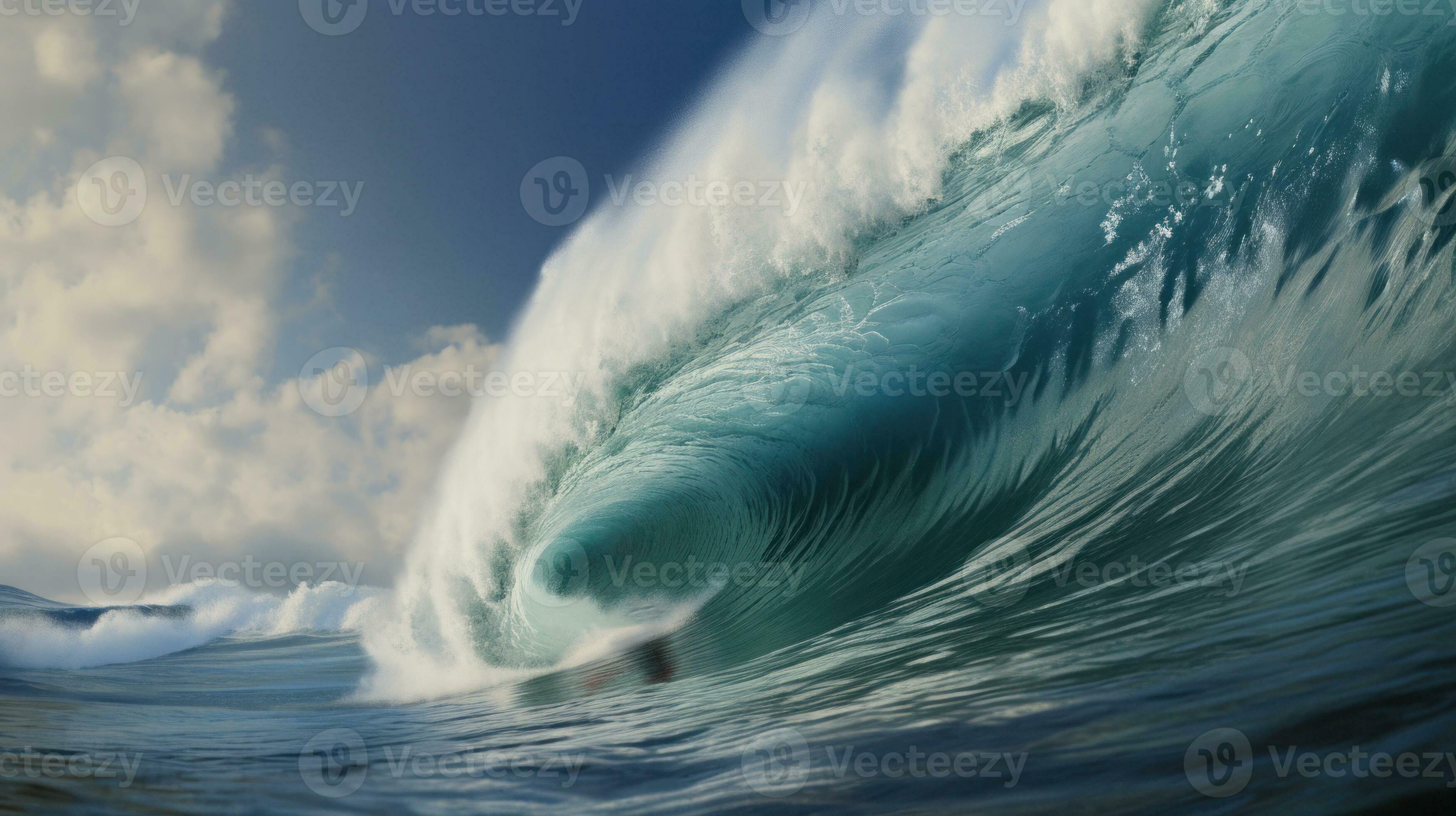 AI generated Huge Wave Crashing in the Ocean, Creating a Beautiful Display of Water and Foam ...