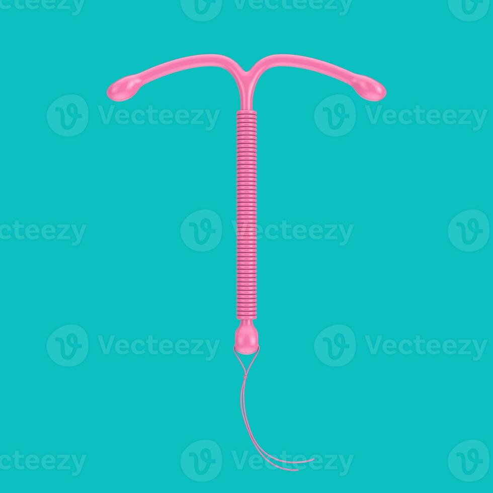 Birth Control Concept Pink T Shape Iud Copper Intrauterine Device In