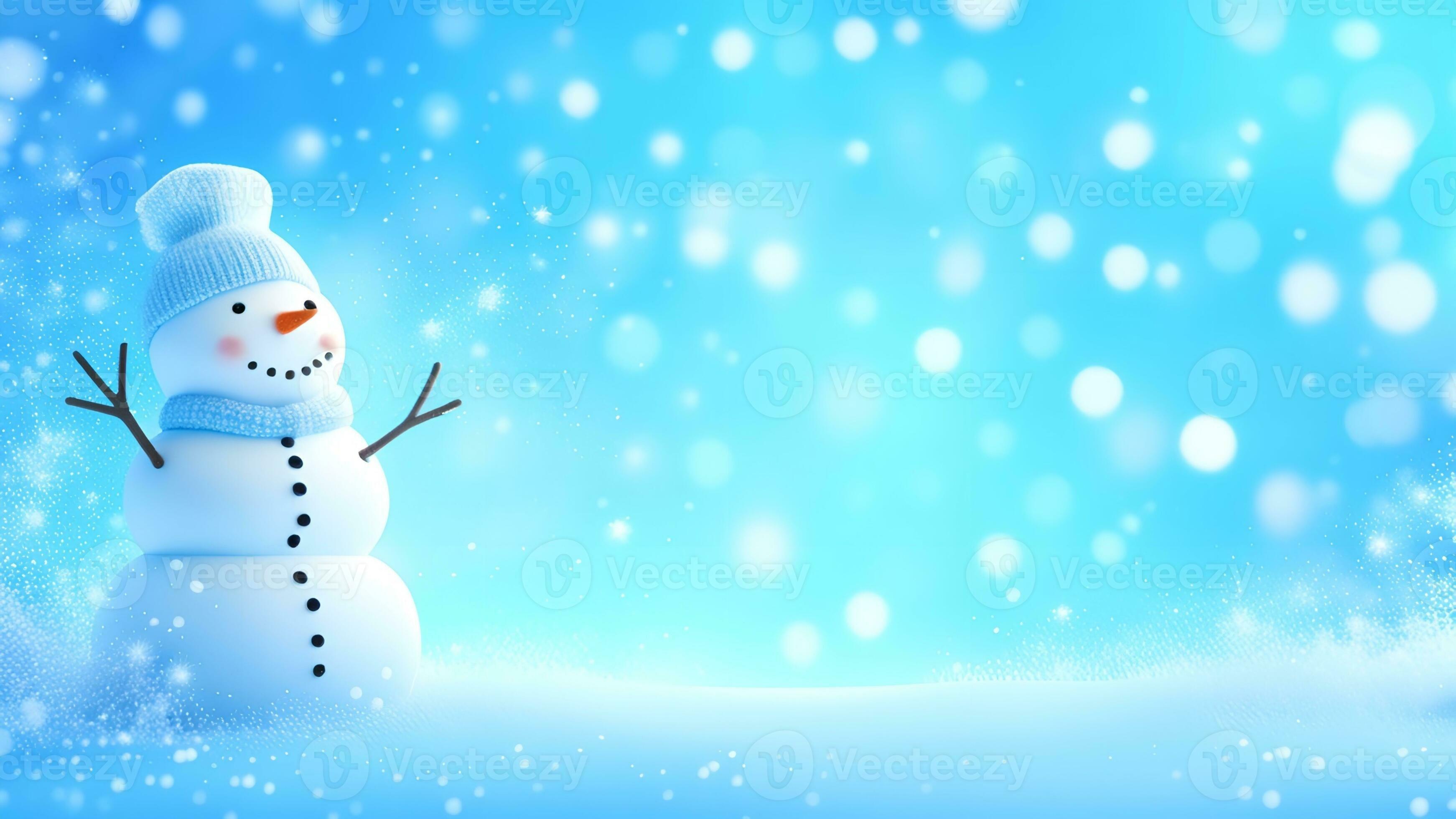 AI generated Funny snowman on Christmas holiday winter background Merry Christmas and Happy ...