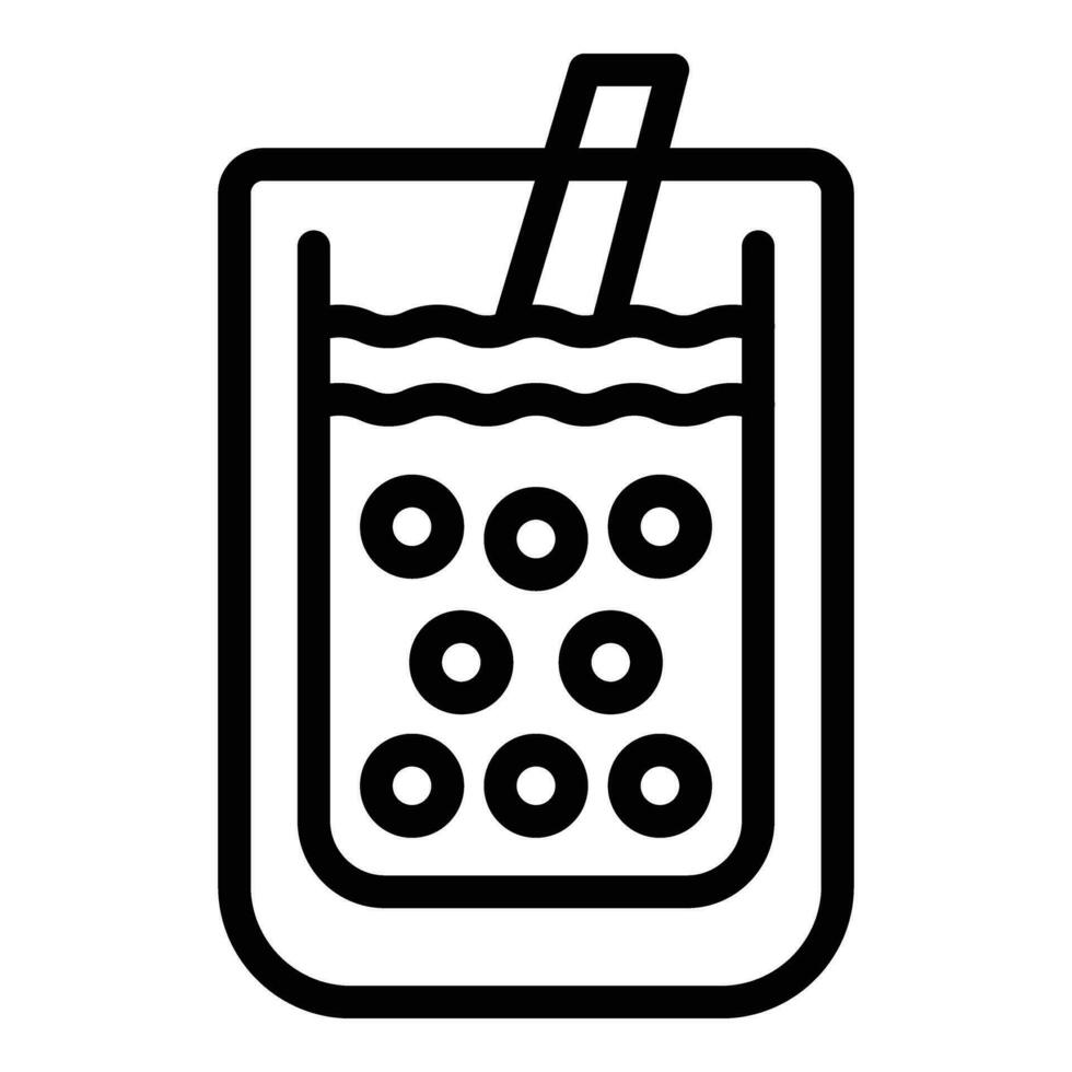Bubble Tea Glass Icon Outline Vector Chilled Asian Balls Beverage