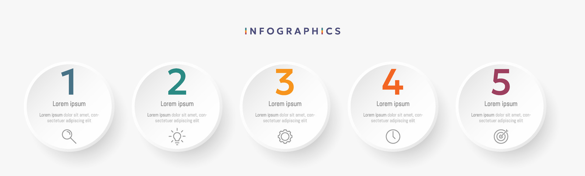 Infographic template with 5 circle options for presentation and data ...