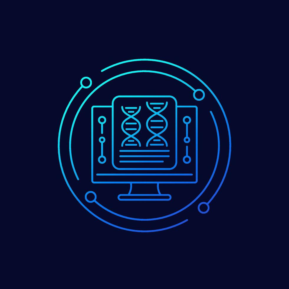 Bioinformatics Icon With Dna Linear Design 35143208 Vector Art At Vecteezy